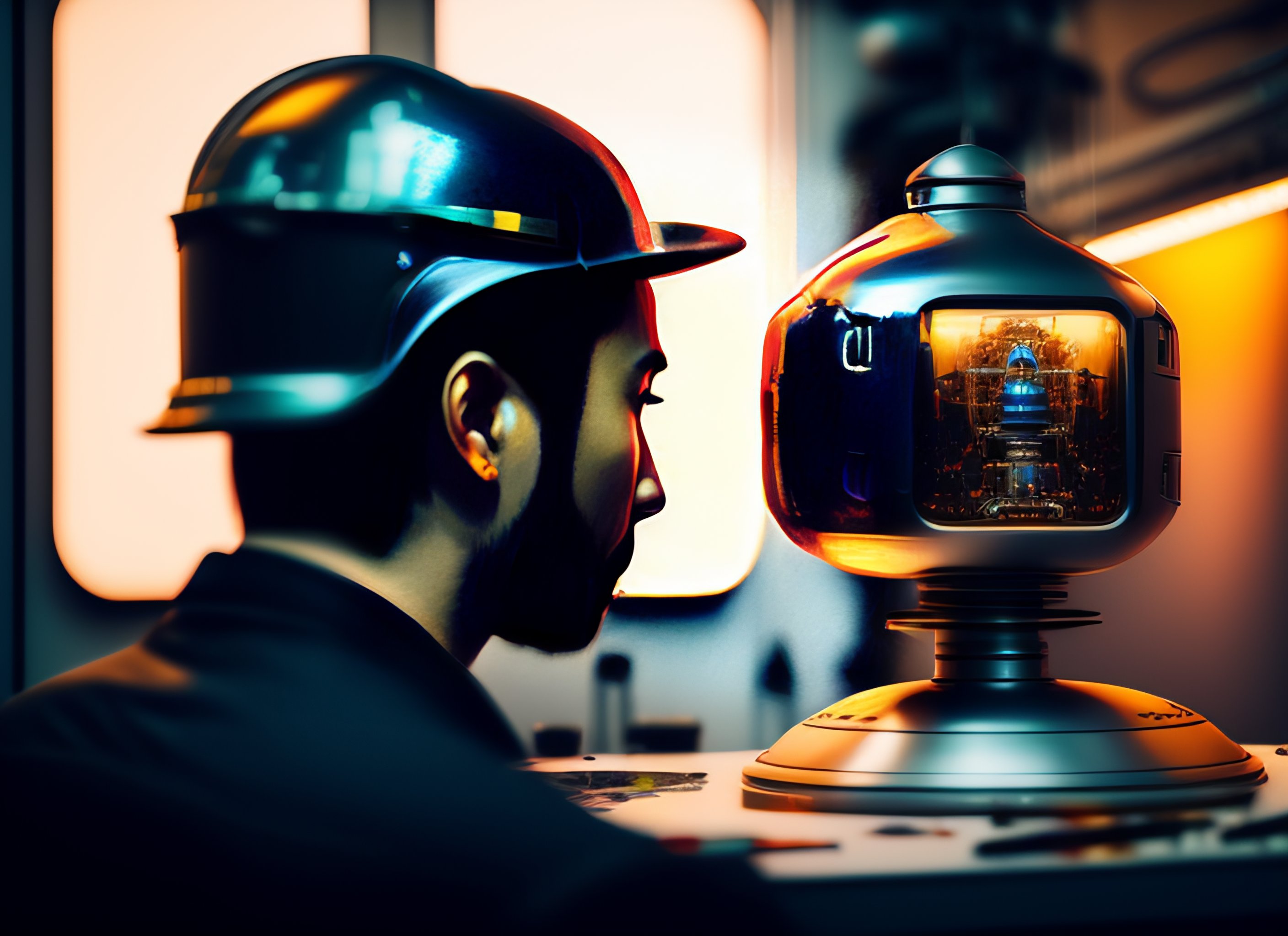 Lexica - Photo of futuristic AI robot painter as artist with robot head ...