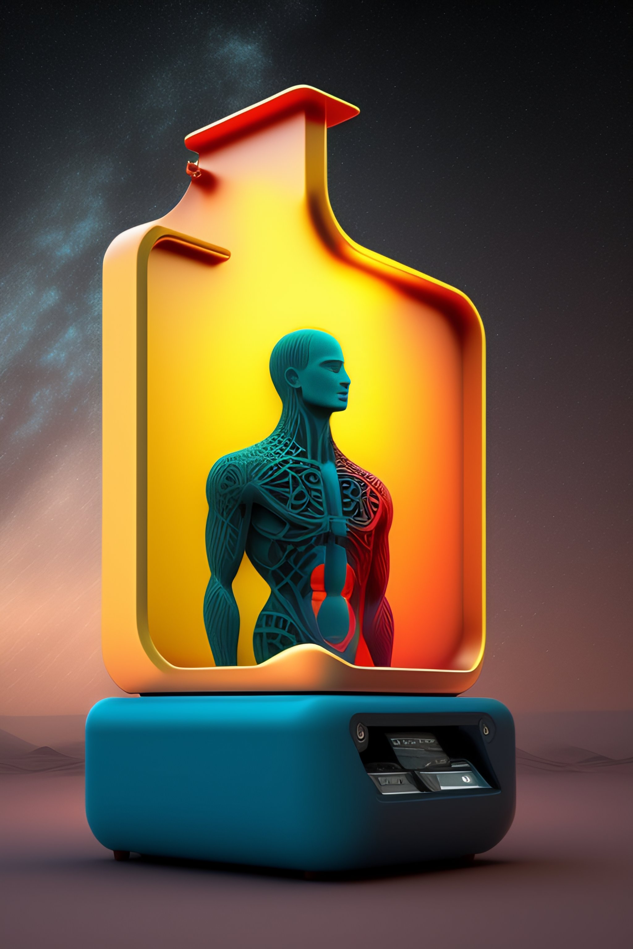 Lexica - Printer like person, 3d man, printer