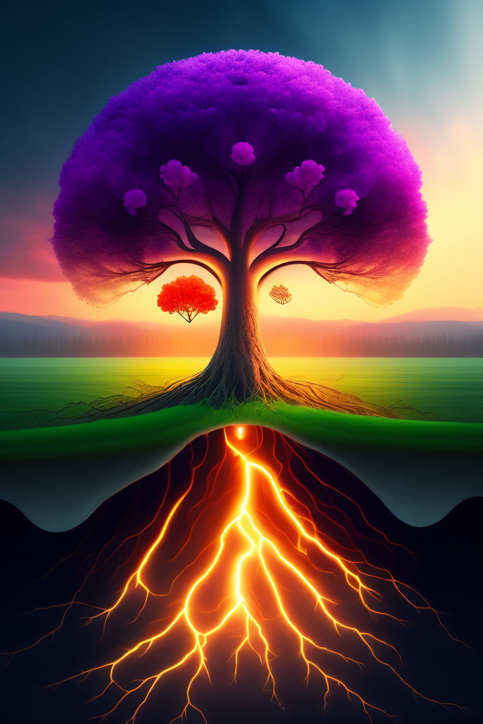 Lexica - Healthy power lightning tree roots heart fungi connected network