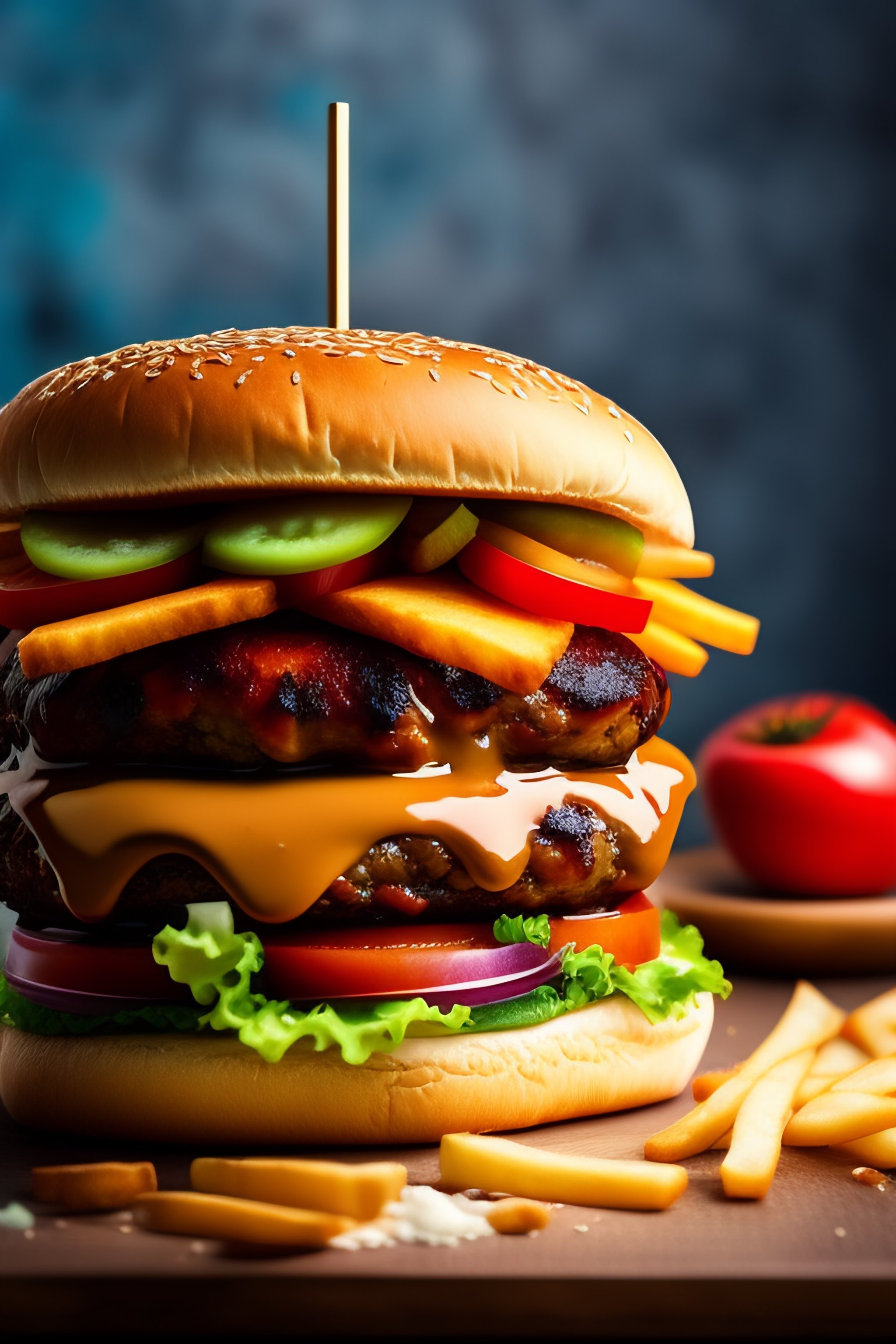 Lexica - Delicious burger with fries