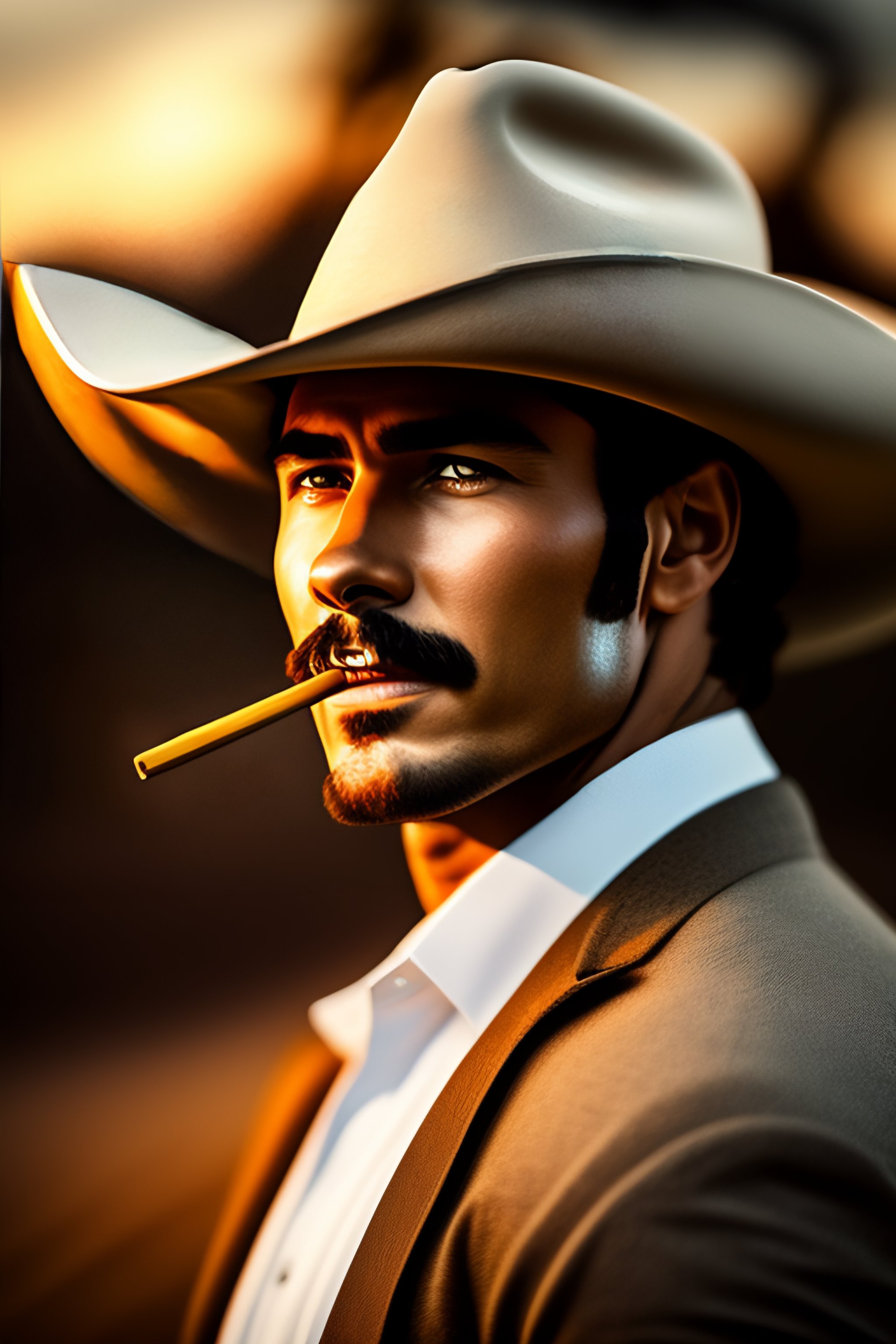 Lexica - A rounded head figure of person with a cowboy hat chewing a ...