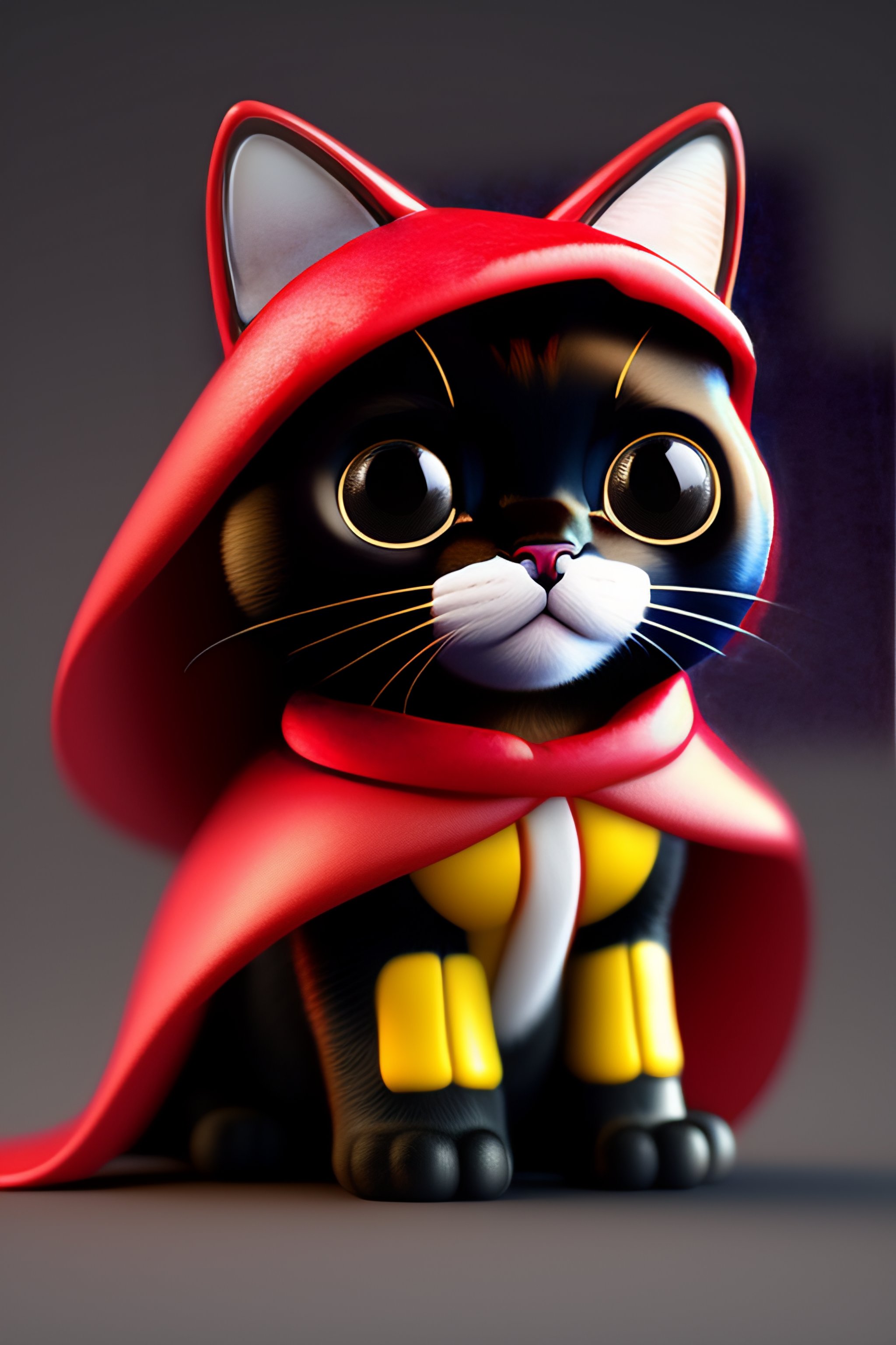 Lexica - 3d render of funko pop cat wearing a superhero cape, happy new ...