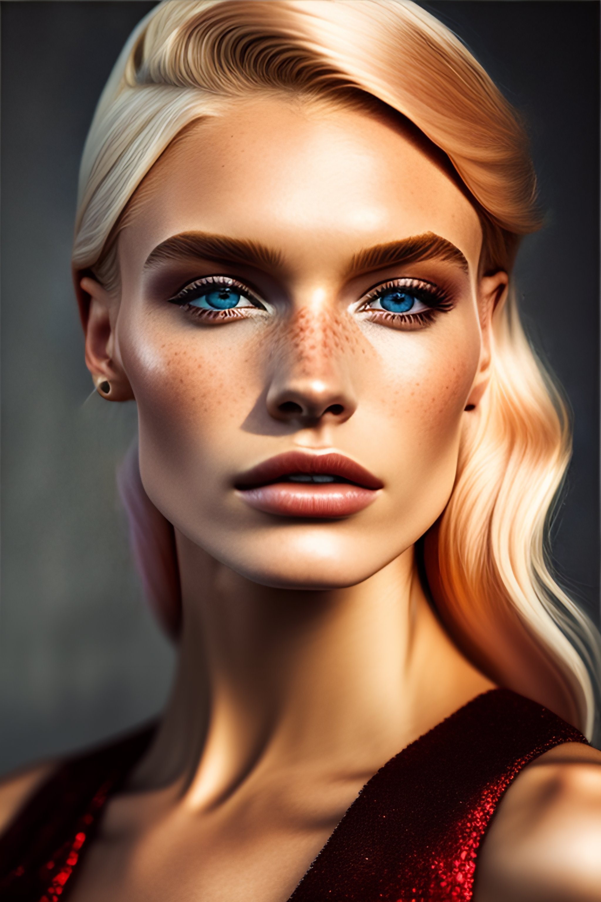 Lexica - A photo close-up of a beautiful blonde woman with freckles ...