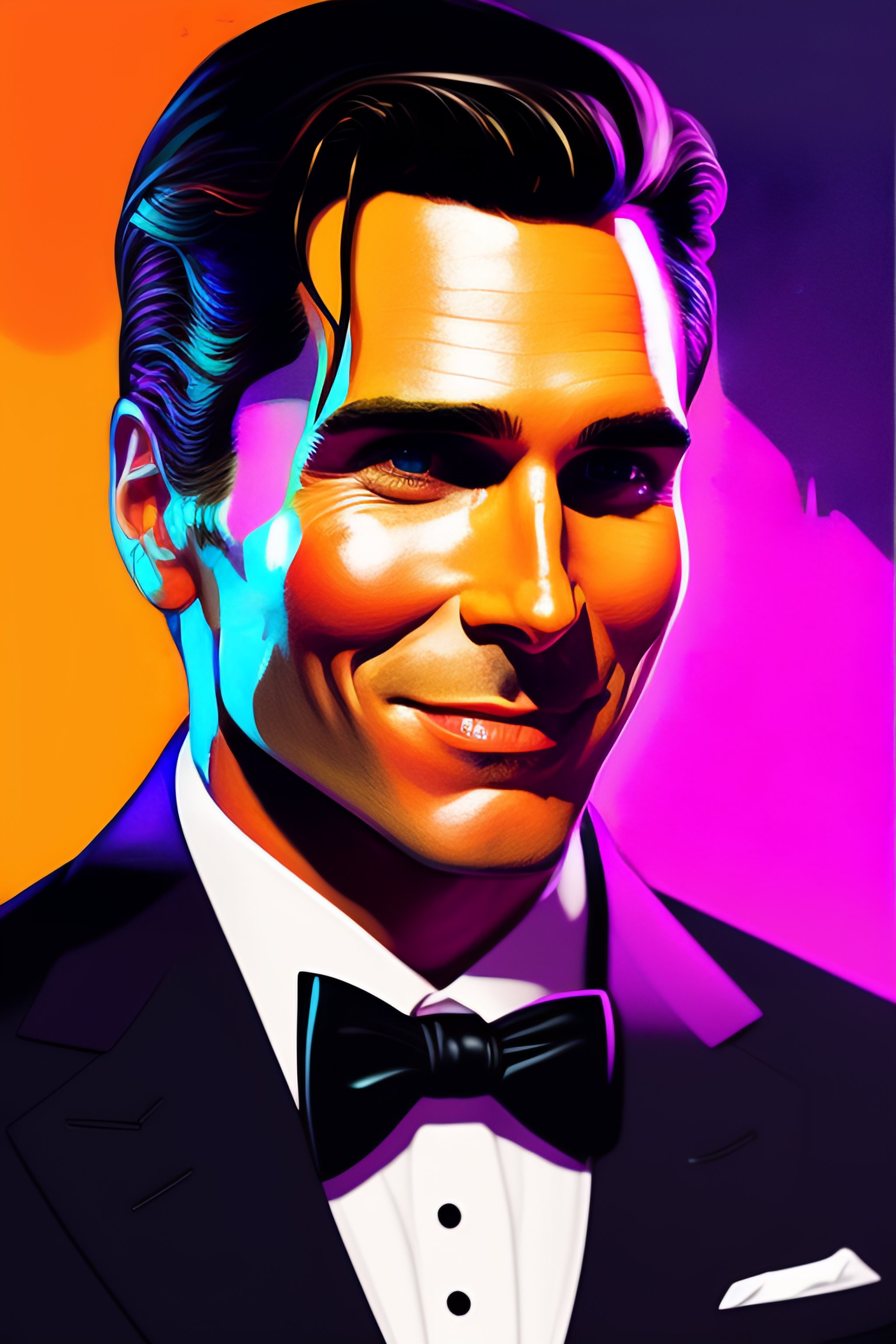 Lexica - A colorful comic noir illustration painting of Patrick Bateman ...