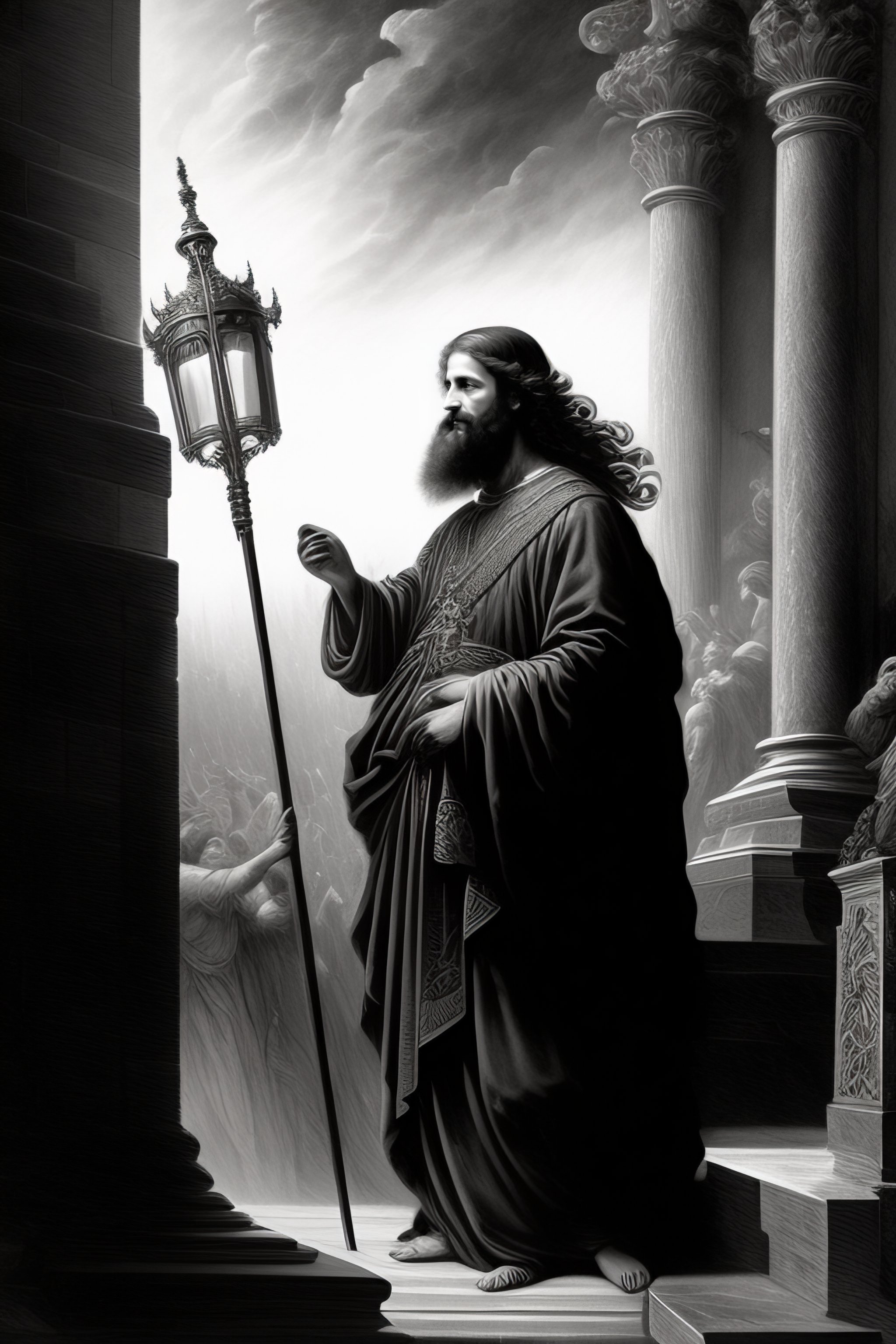 Lexica - Drawing in the style of Gustave Doré. Servant of humanity ...