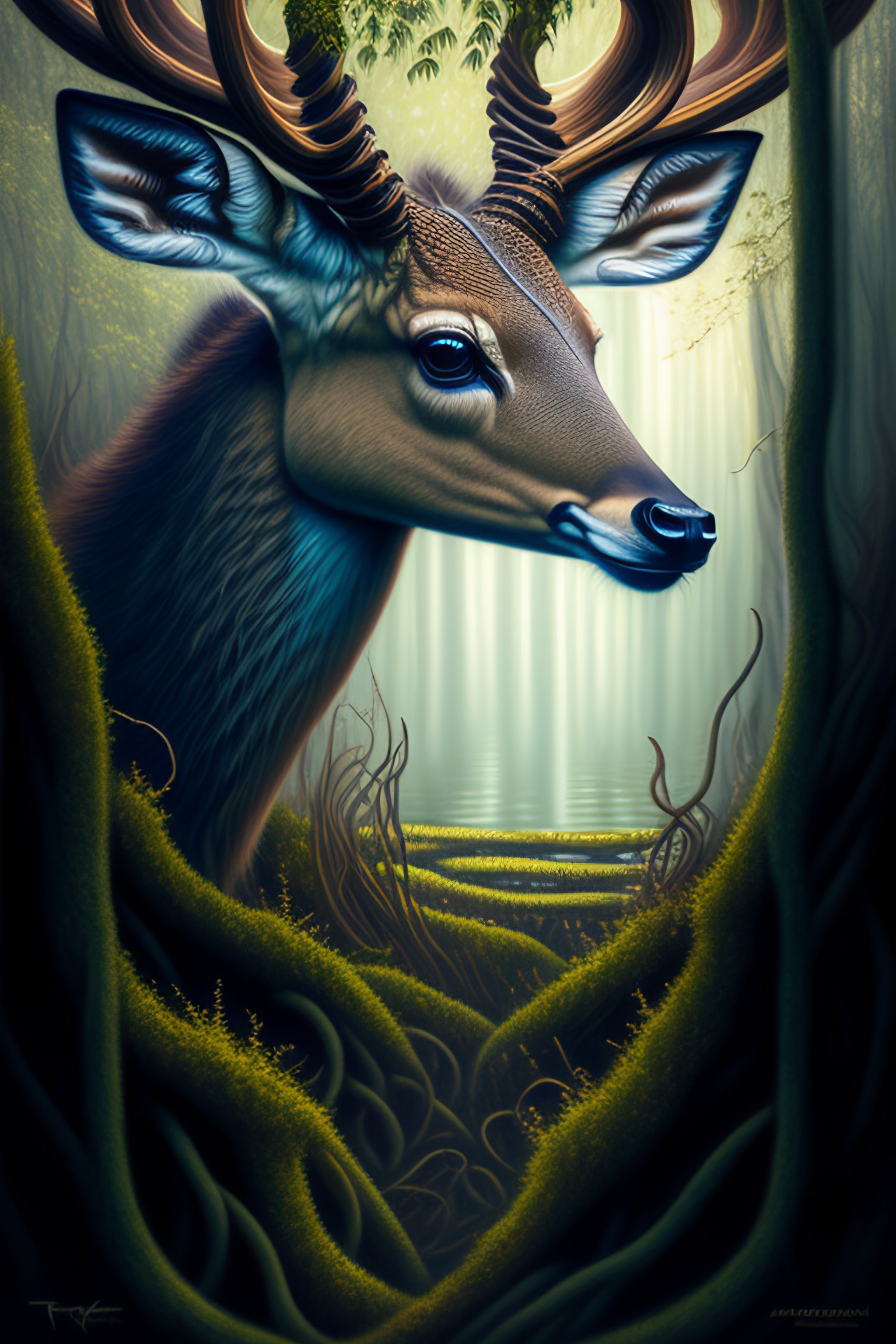 Lexica - Deformed swamp deer twisted in vines and sludge by tomasz alen ...