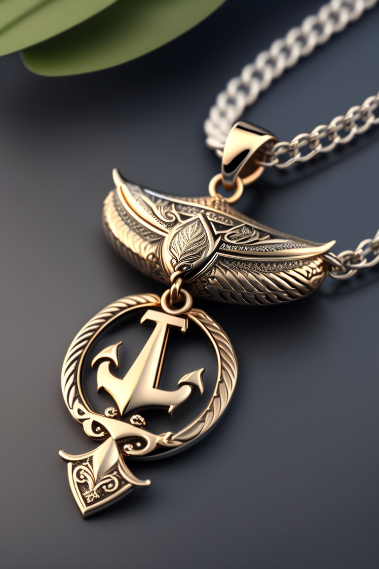 Lexica - A modest necklace hand engraved with an anchor wrapped in a ...
