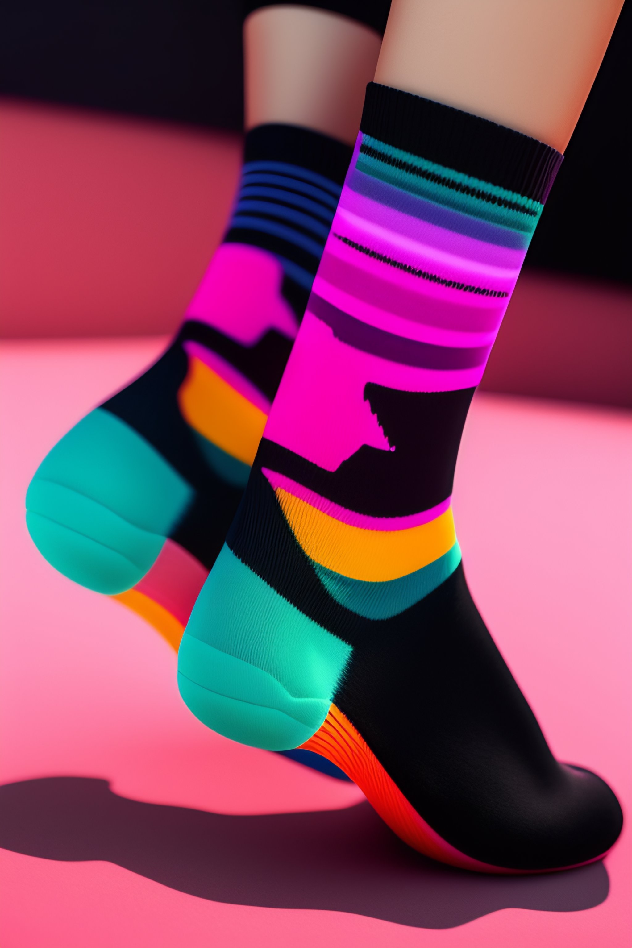 Lexica - Women setting show black and pink abstrat 3d socks color