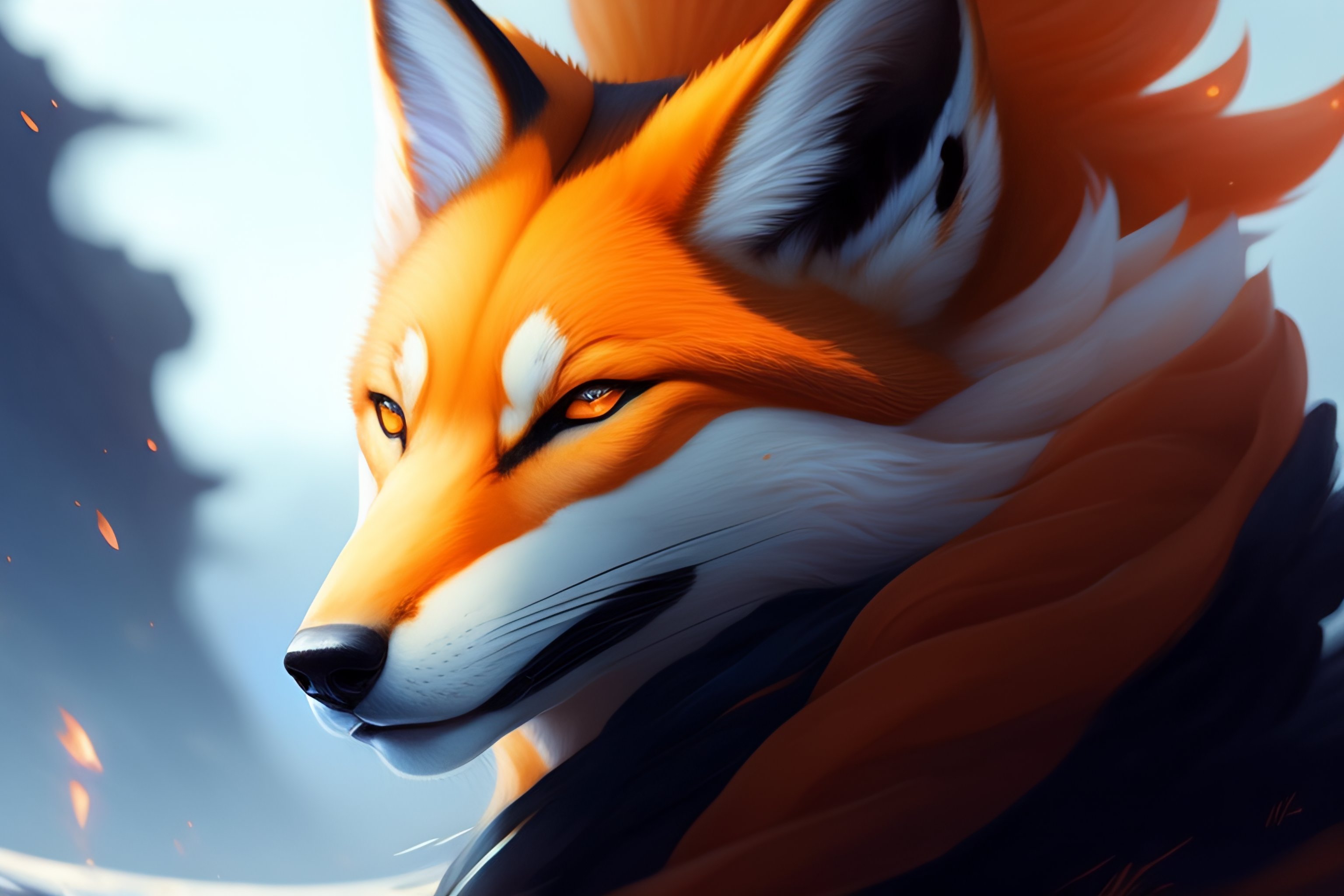 Lexica - Nine tailed fox, blue eyes illustration, by jordan grimmer and ...