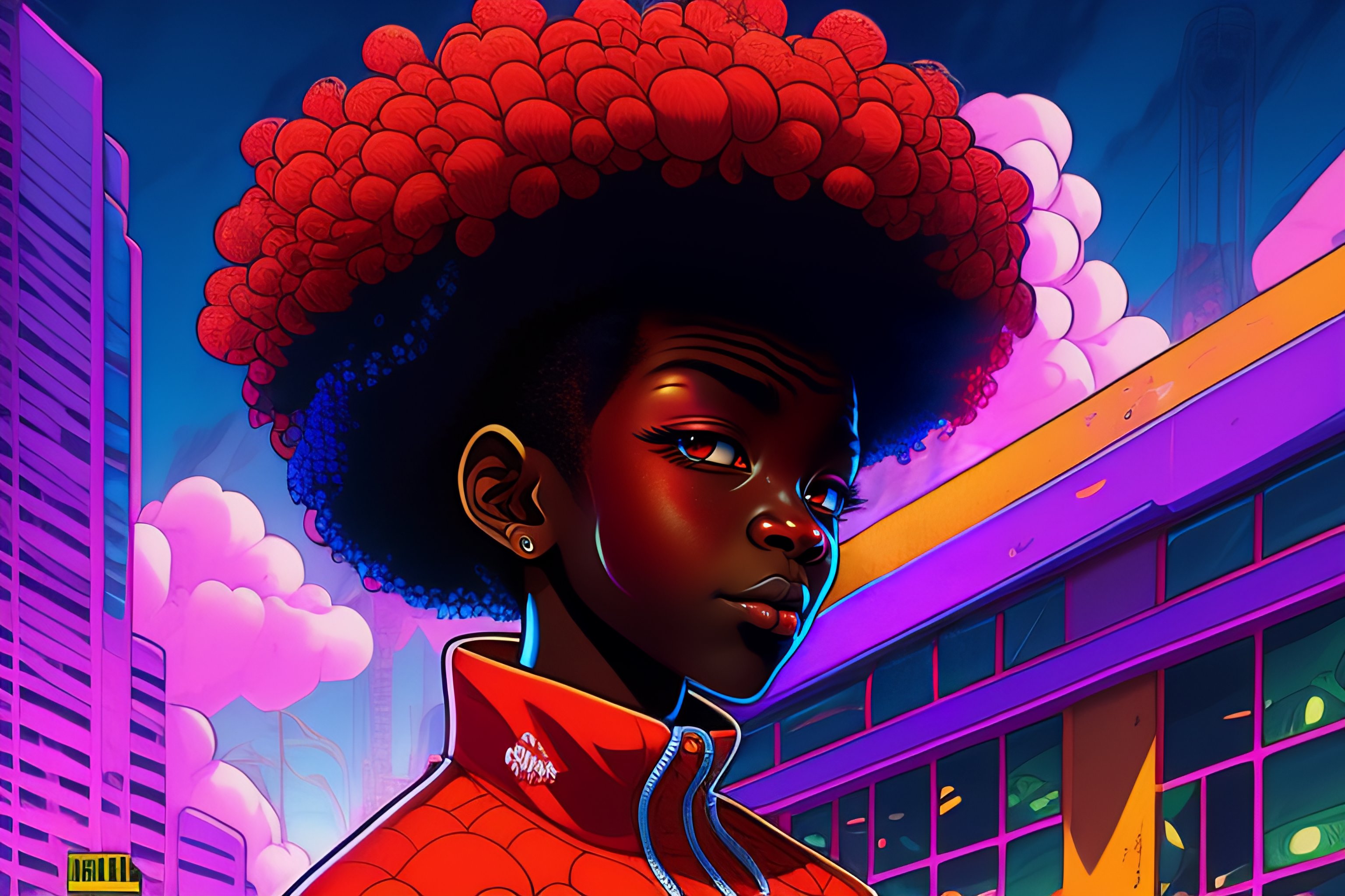 Lexica - Afro spiderman in the style of 90's vintage anime, surrealism ...