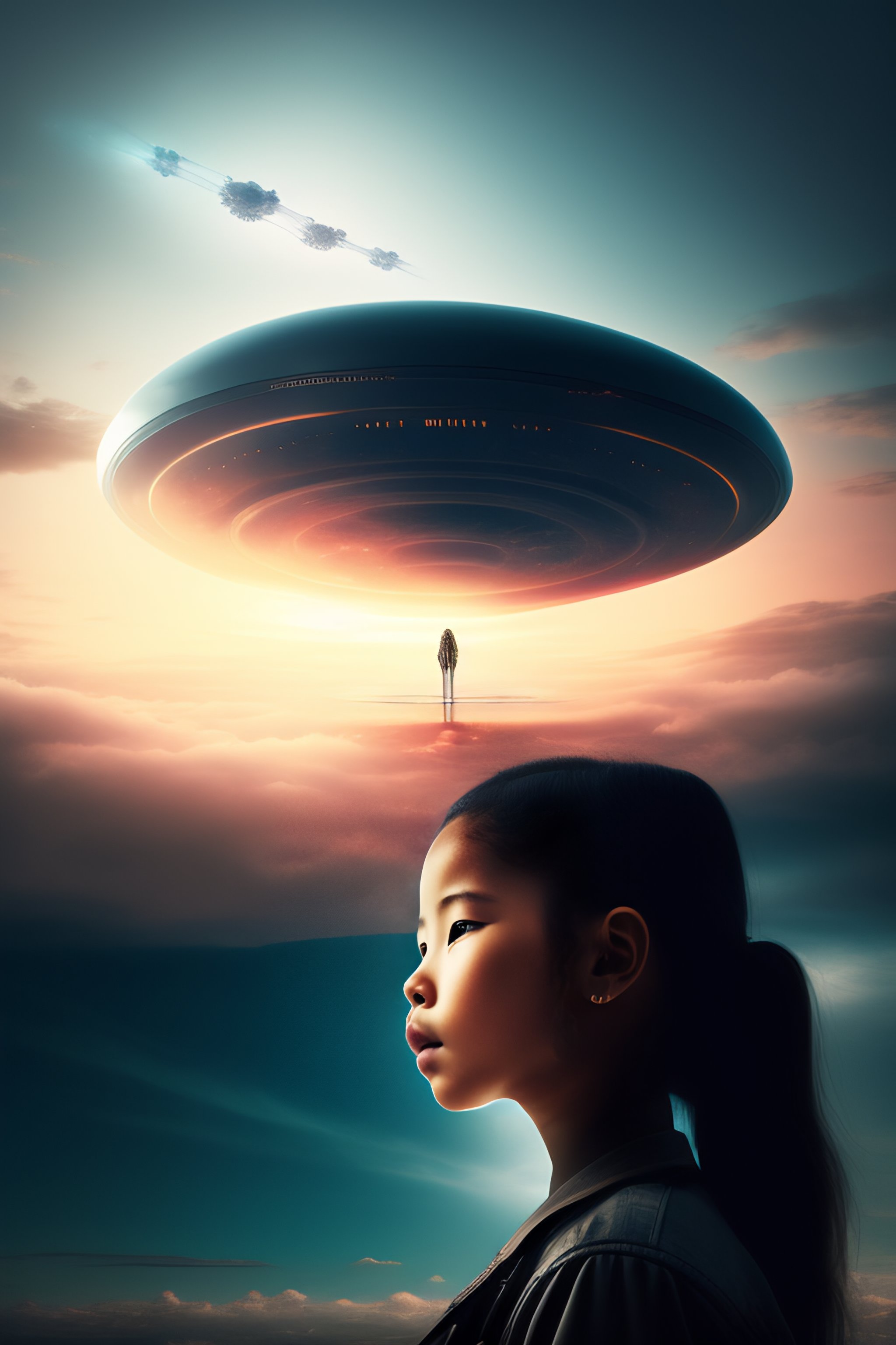 Lexica - Distopic future, alien space ship above the sky, earth as a ...