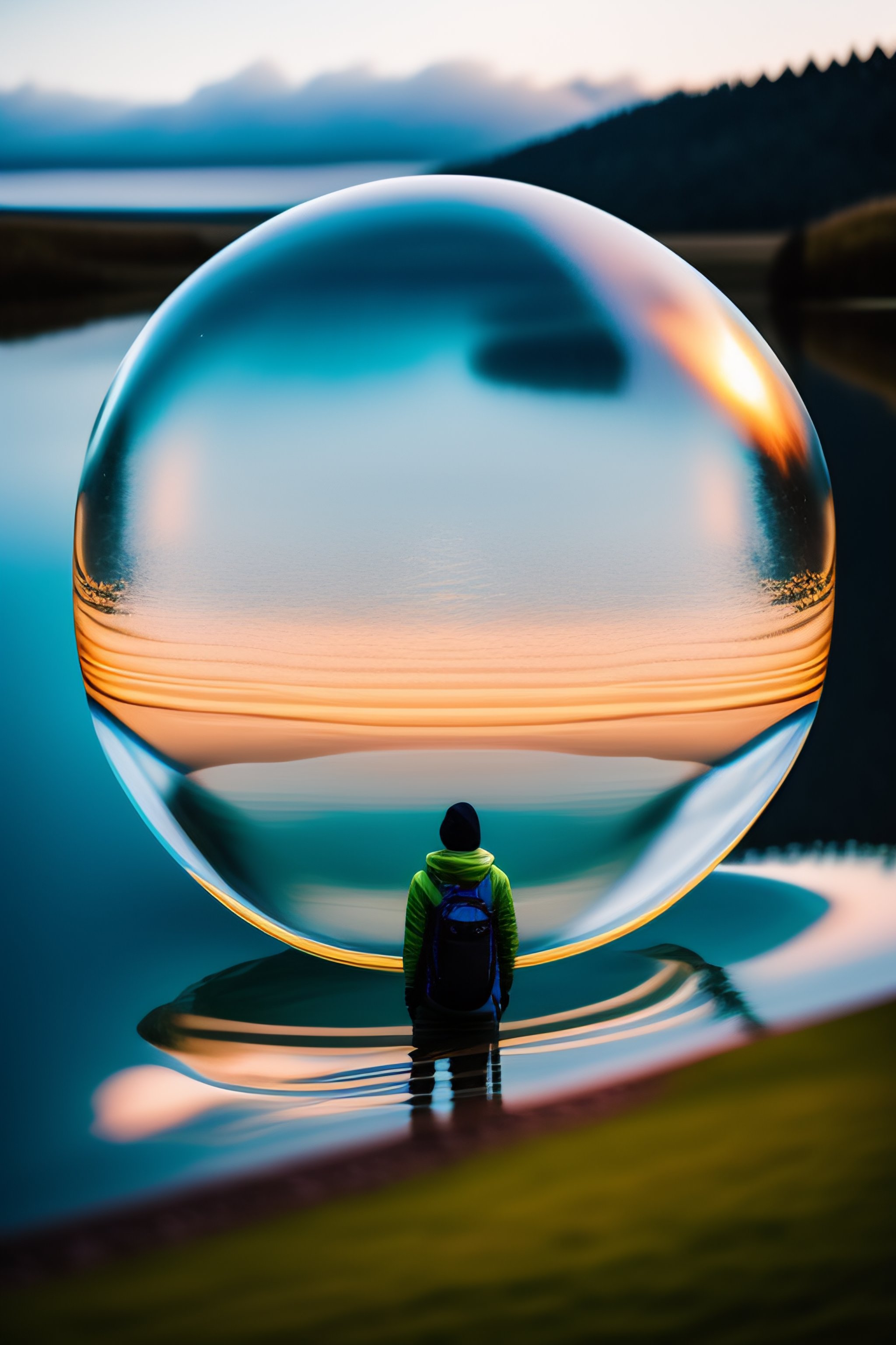 Lexica - Person in a floating water bubble