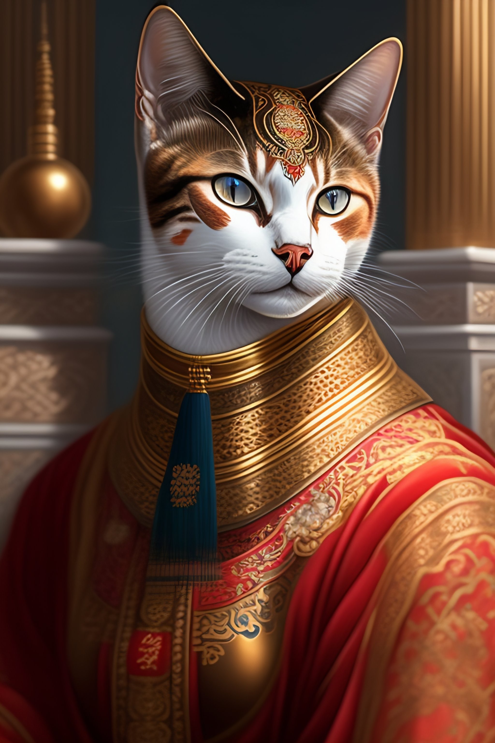 Lexica - Portrait of siames cat, machine face, upper body, decorated ...