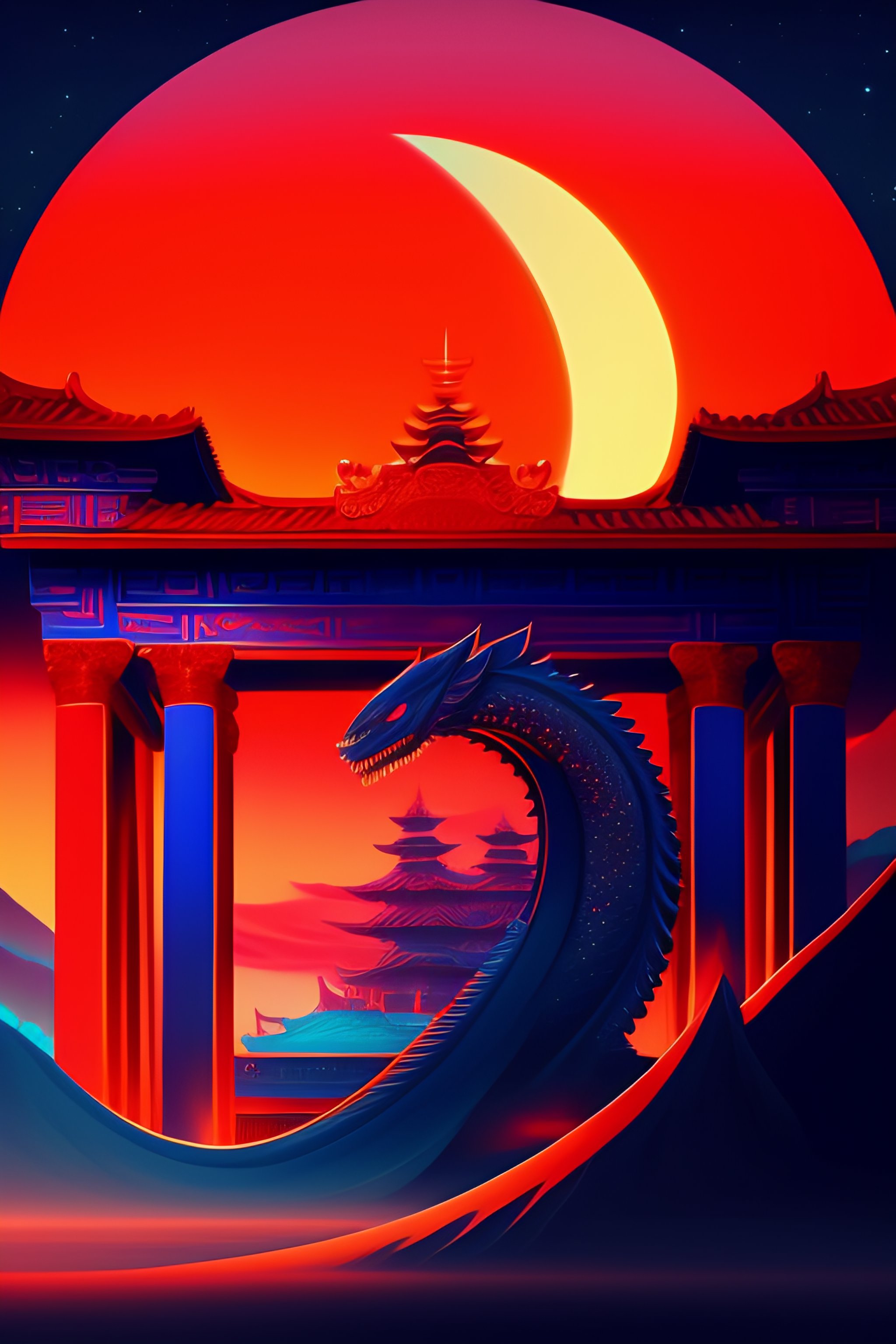 Lexica - Anime style, A huge leviathan in front of a samurai, at a ...