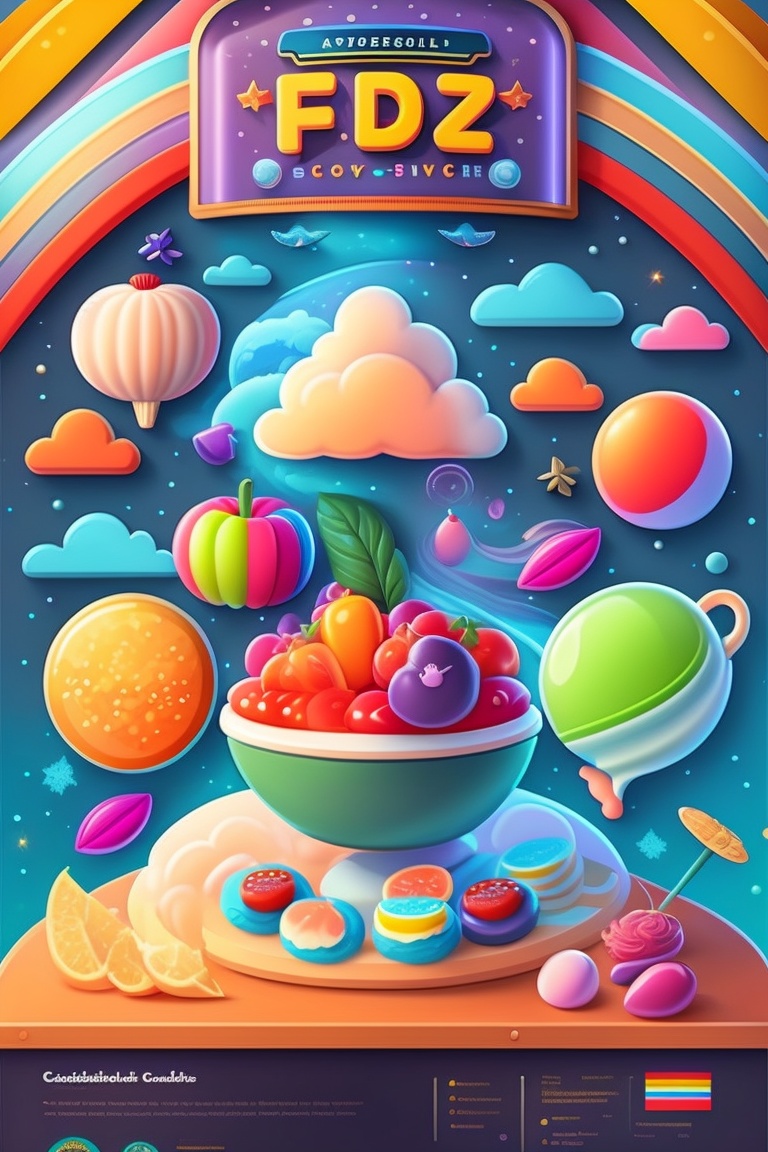 Lexica - 2D image for a poster featuring freeze-dried candies with a ...