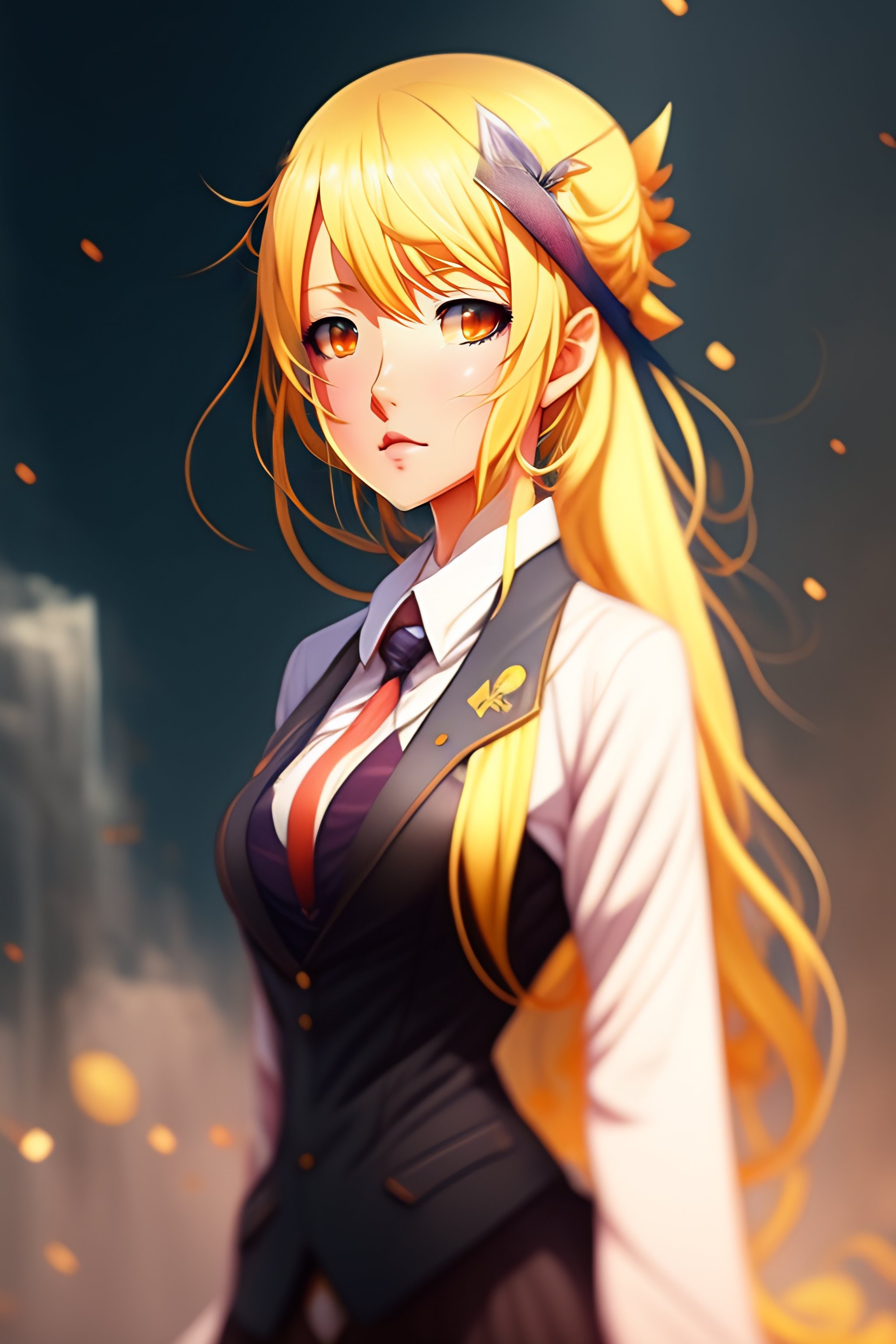 Lexica - Anime girl, seinen, yellow hair, smart, magic, adult, Krenz ...