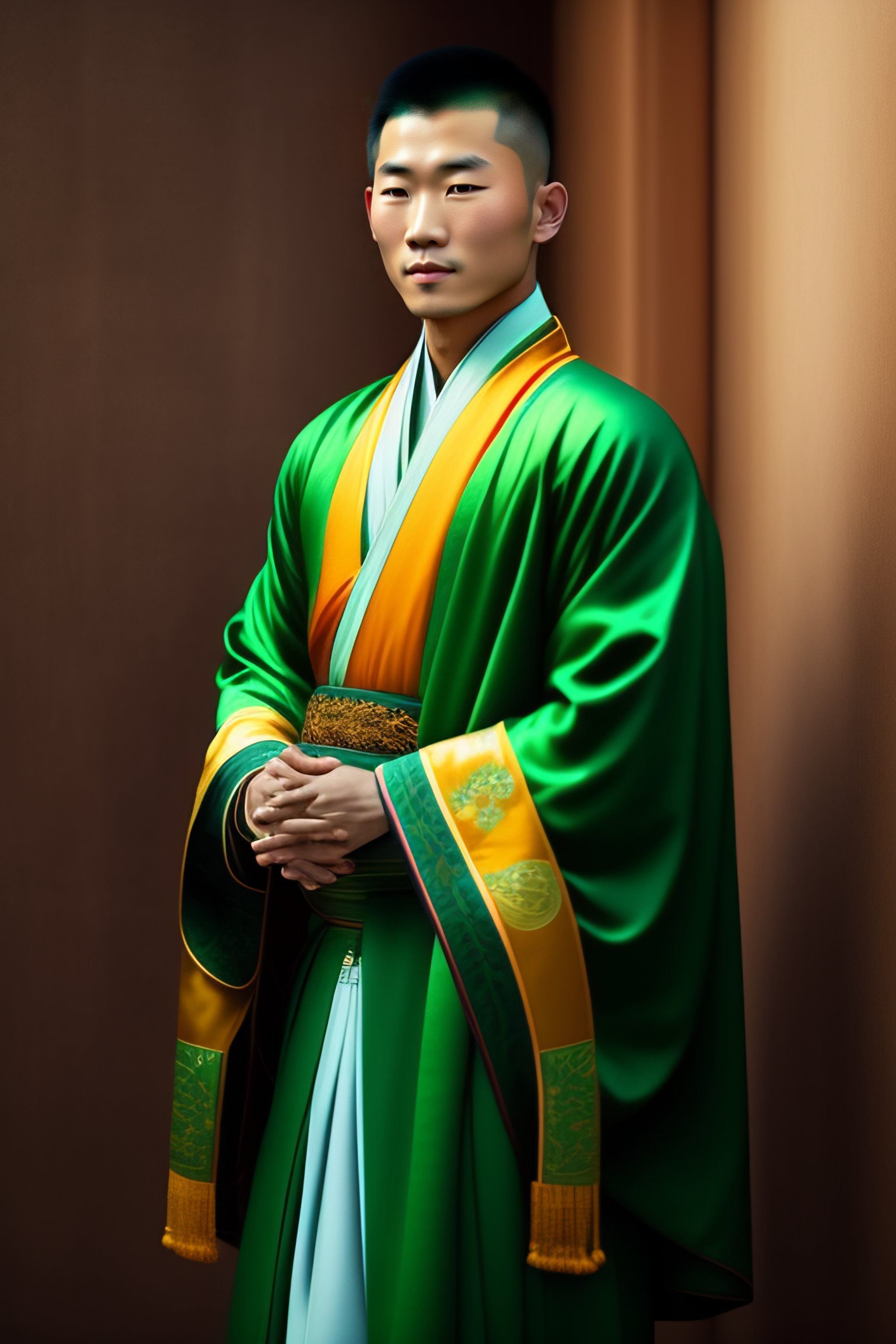 Lexica - Young asian monk with green kimono