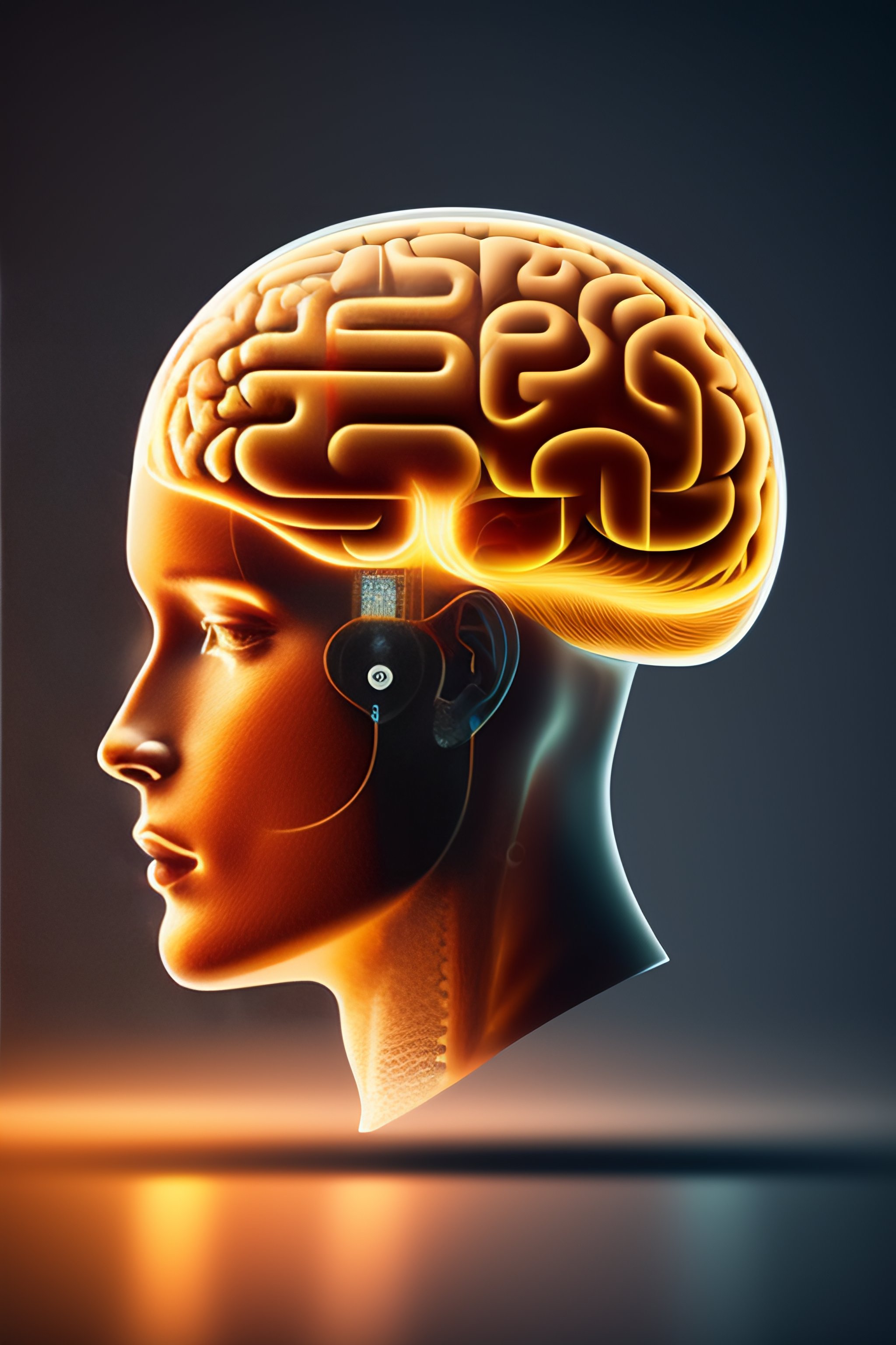 Lexica - Minimalist logo of a human head made of brain, pcb, AI, robot ...