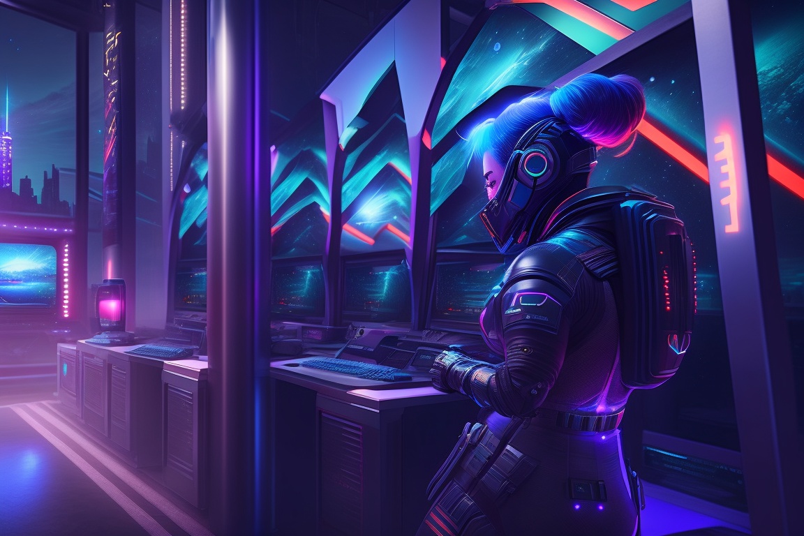 Lexica - High-rise futuristic gaming, projection on the wall, cyberpunk ...