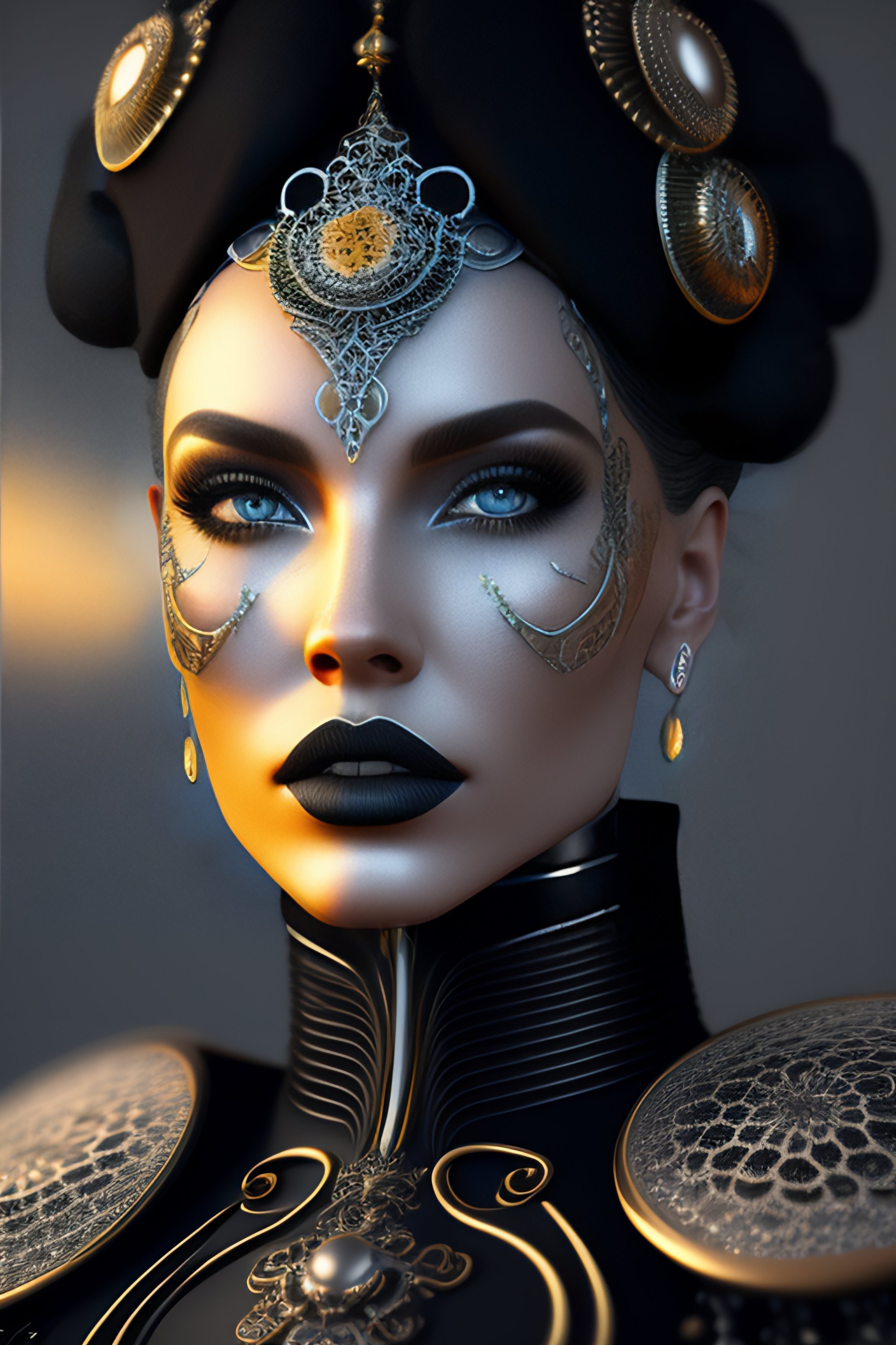 Lexica - Surreal black and white photo portrait of complex bio ...