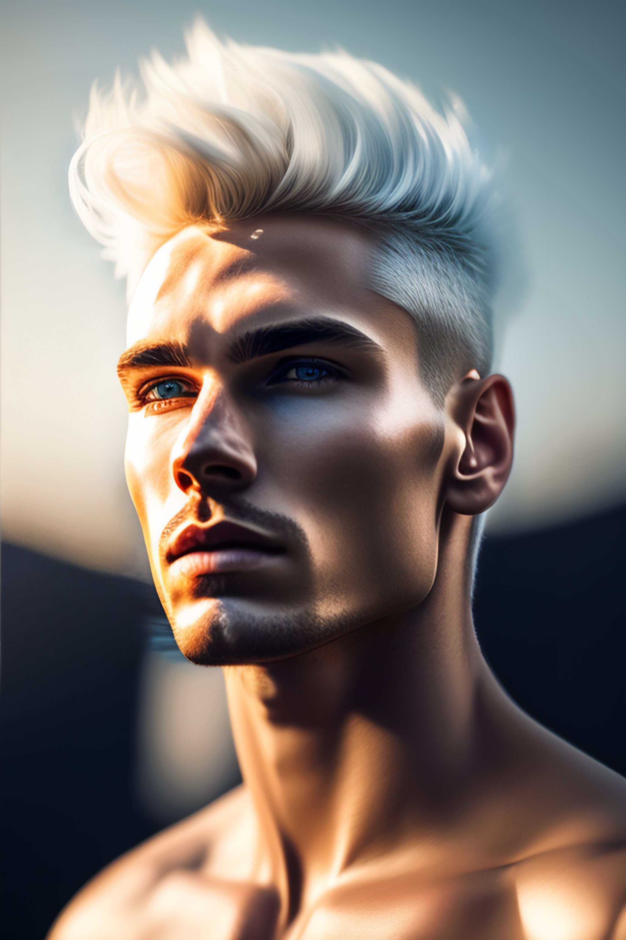 Lexica - White simple body, hyperrealistic mixed media painting of man ...
