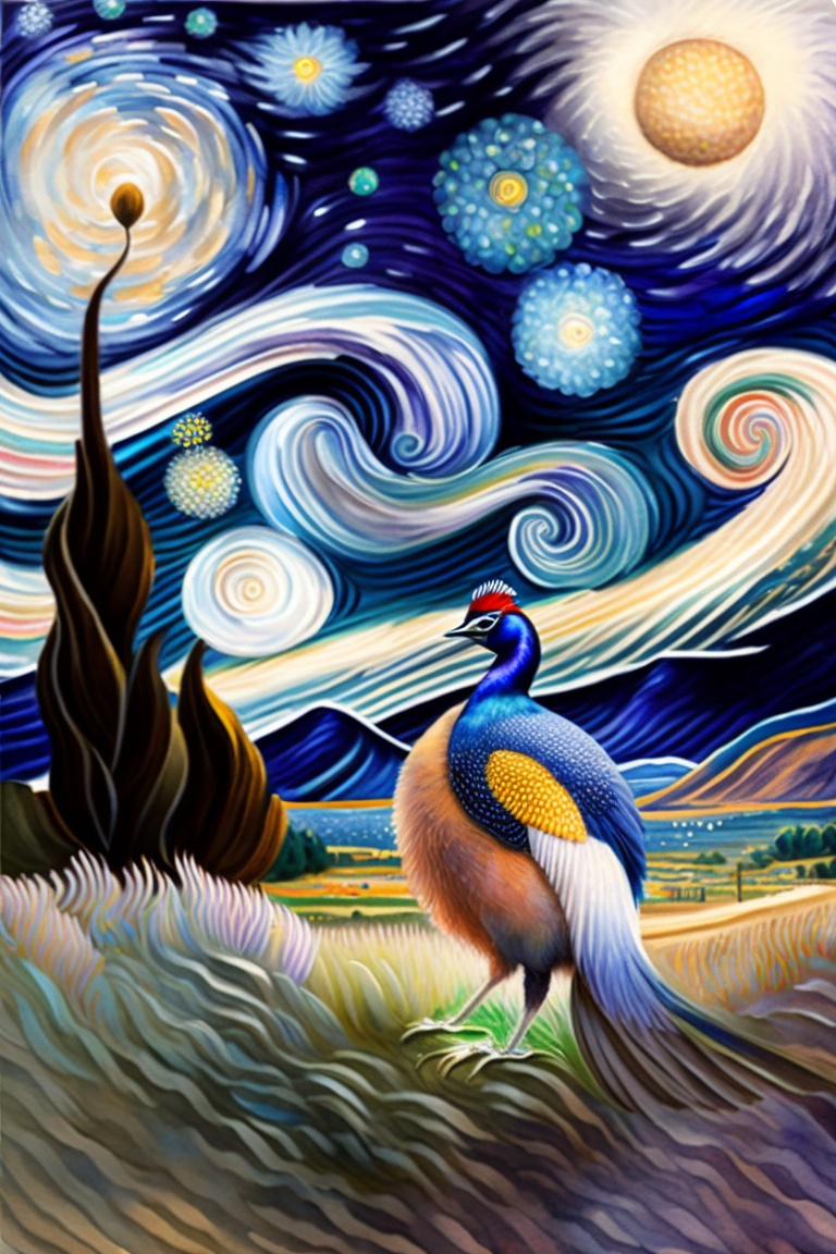 Lexica - Watercolor painting of van gogh's starry night and a very ...