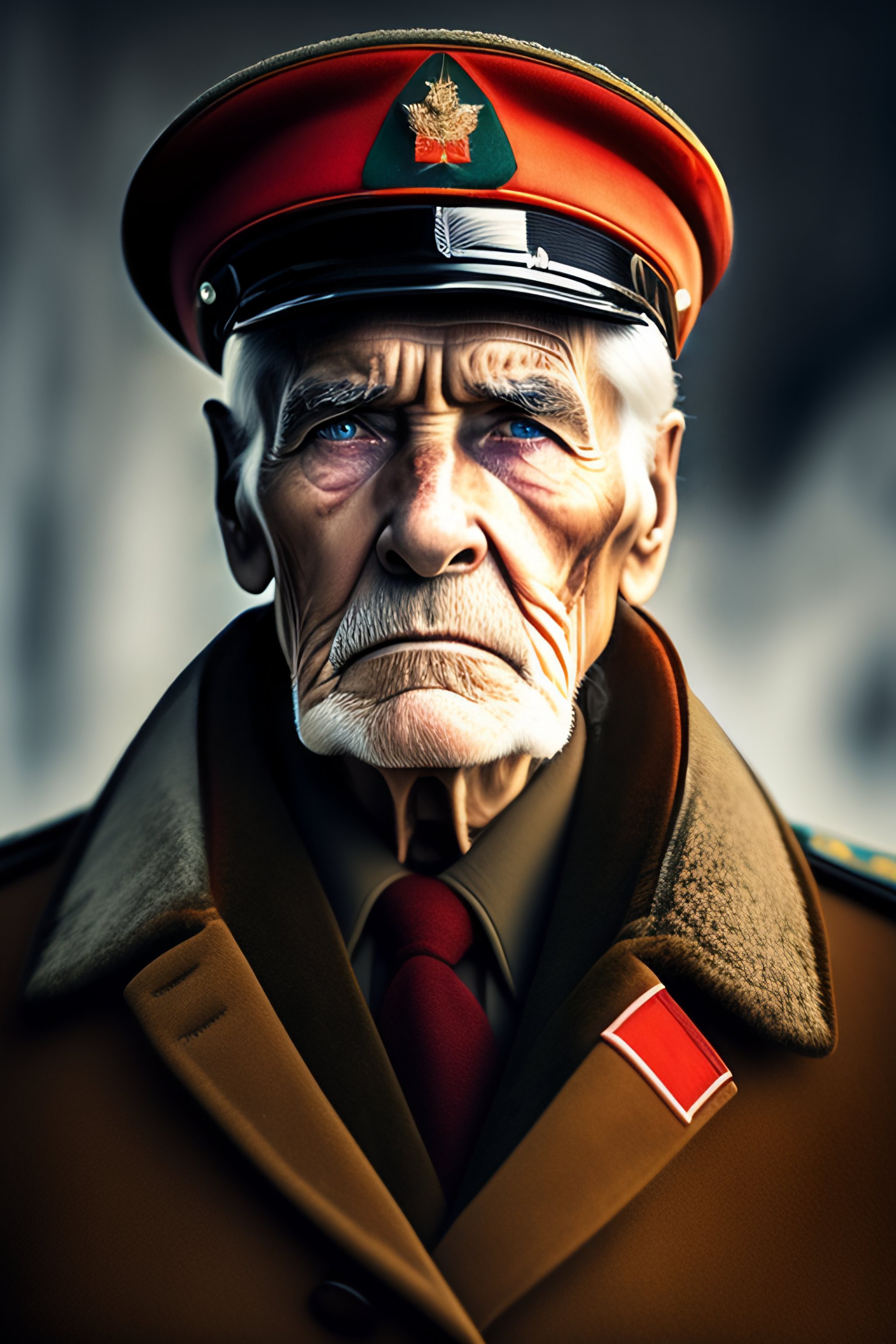 Lexica - Portrait of very old depressed Russian military veteran