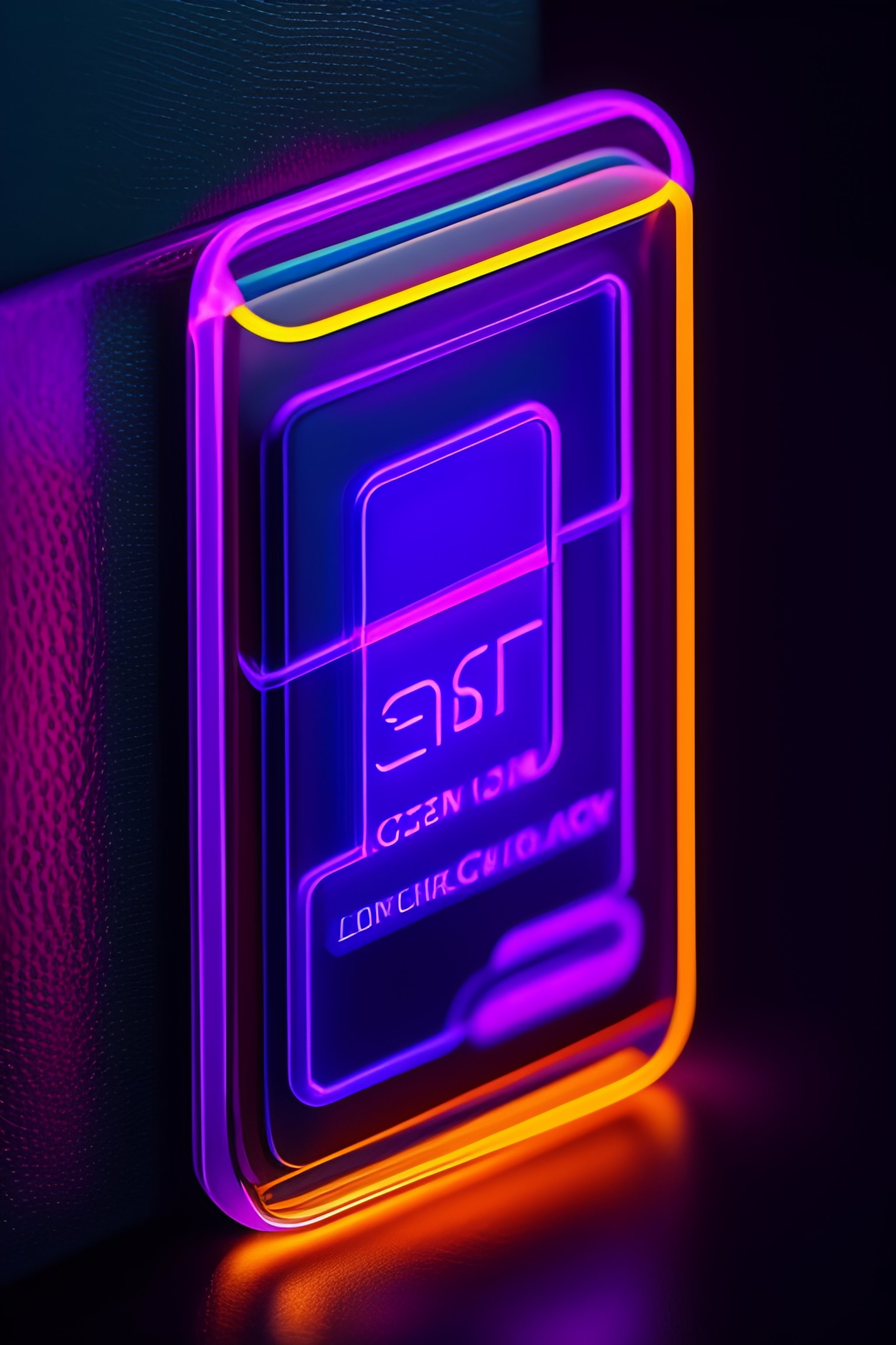 Lexica - Floating 3D access card made of neon purple glass floating ...