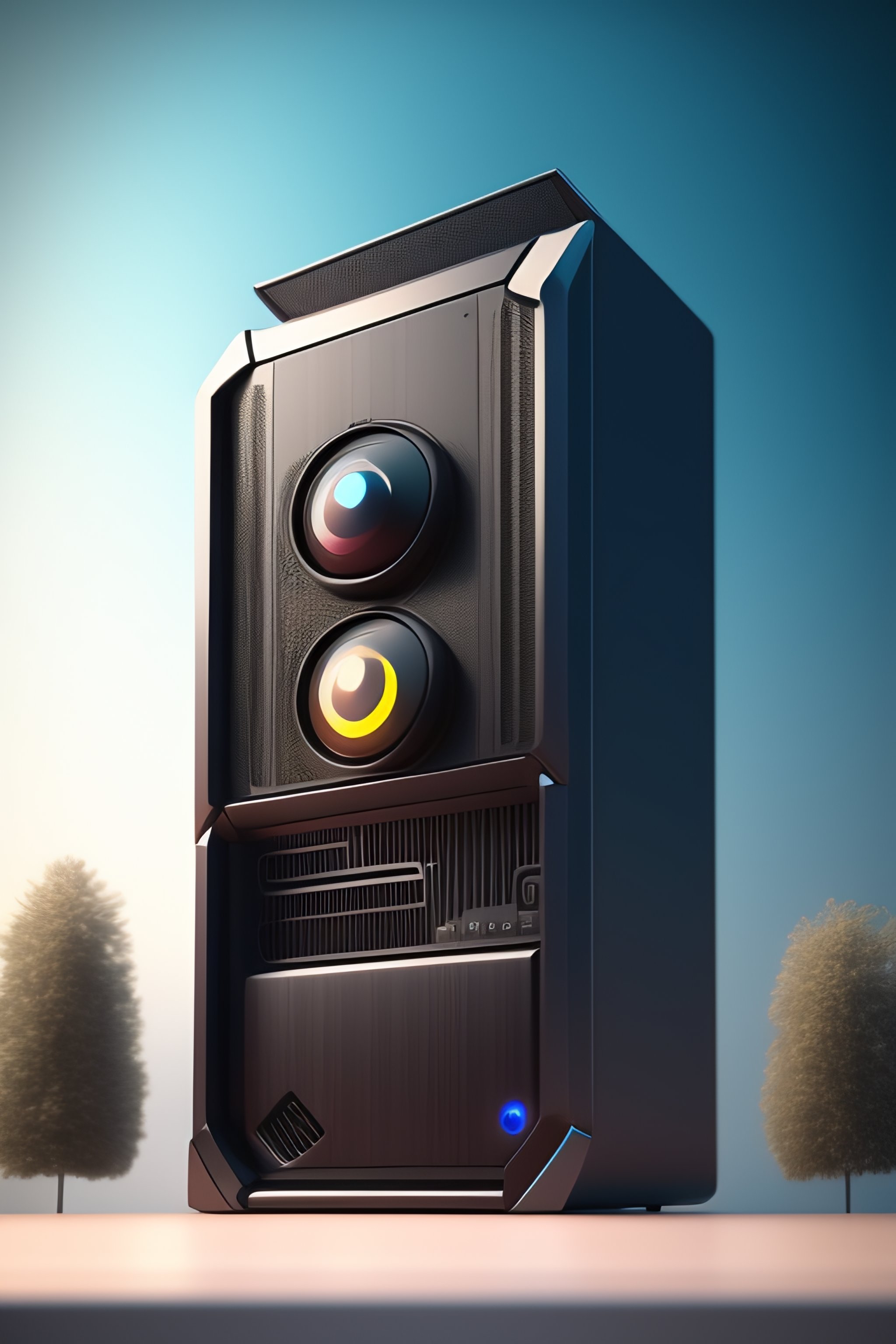 Lexica - Cartoon character, alive computer tower with eyes and hands ...