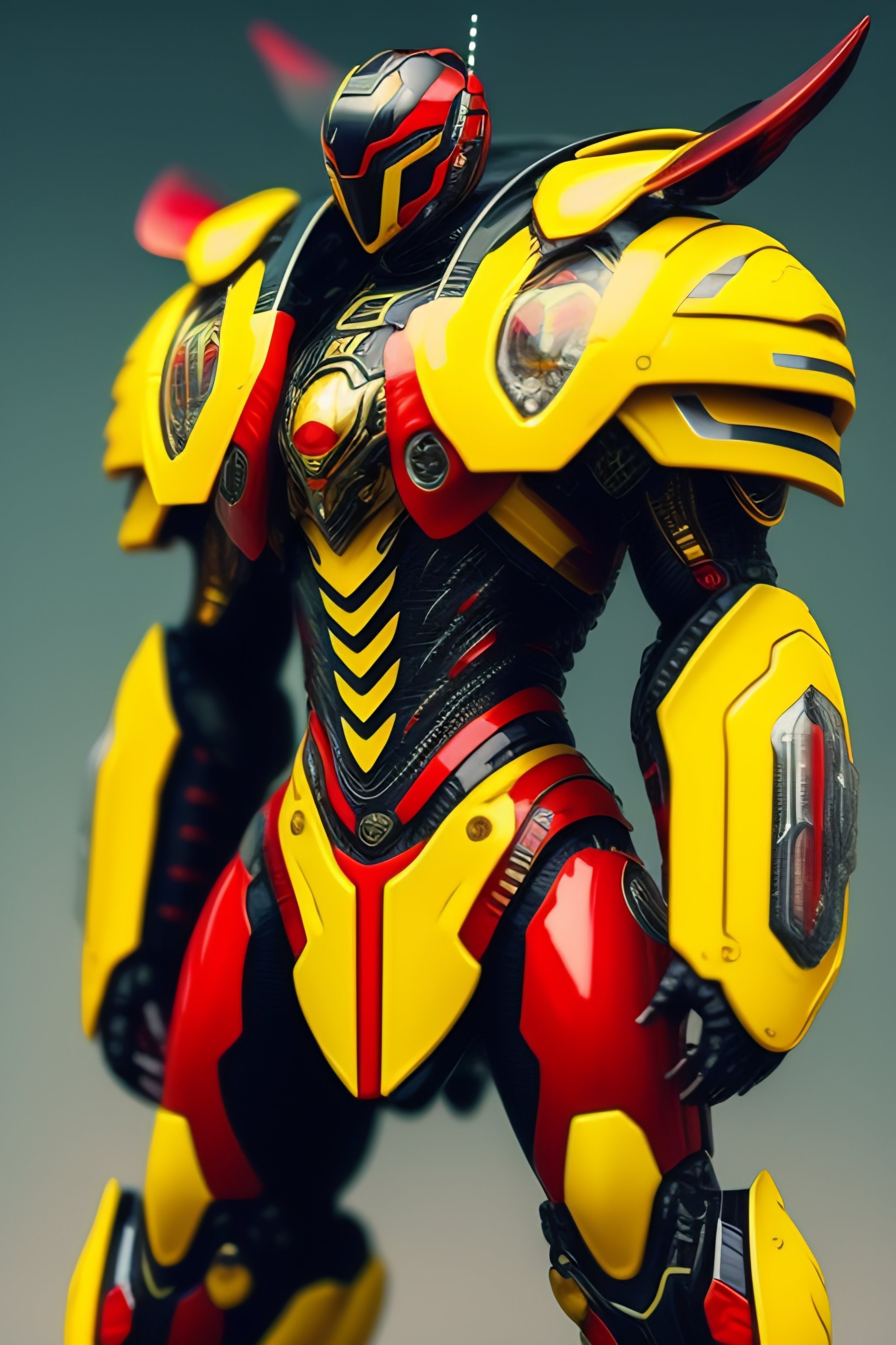 Lexica - An extremely complex and advanced cyborg male yellow, red and ...