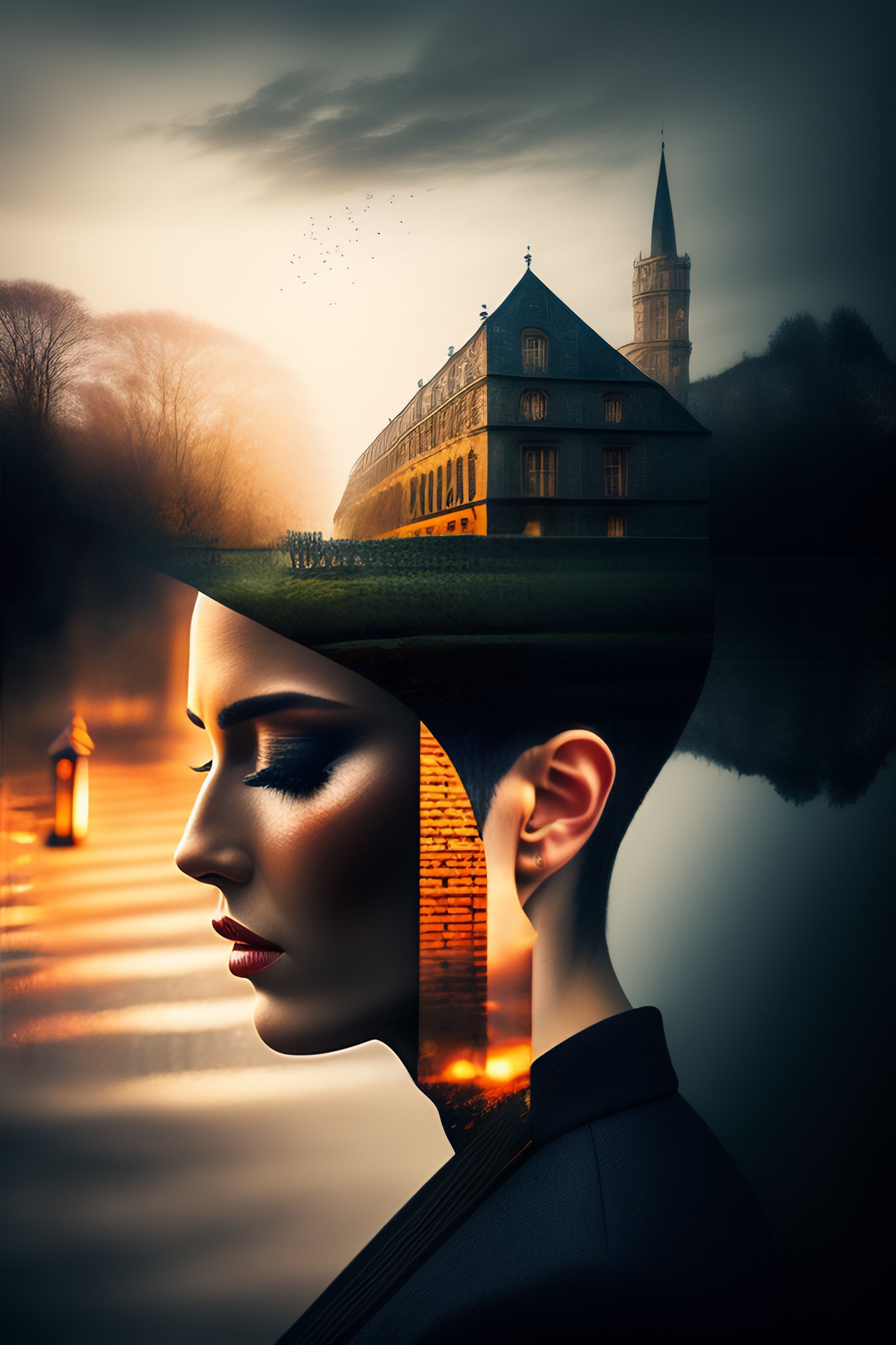 Lexica - Surrealism dark emotional and romantics paimt and brick double ...