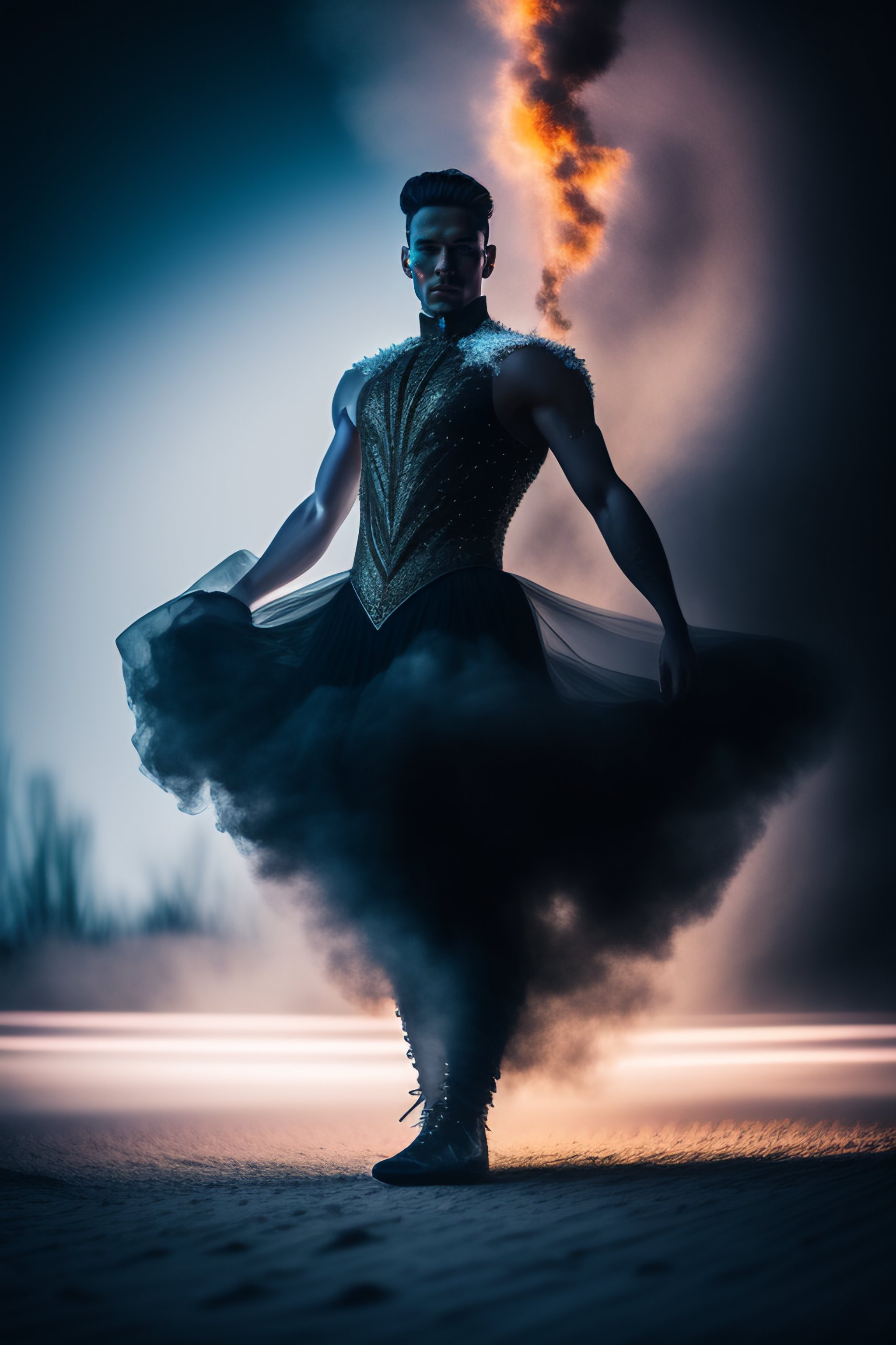 Lexica - Frozen man android! dancing, full body portrait in a dress ...