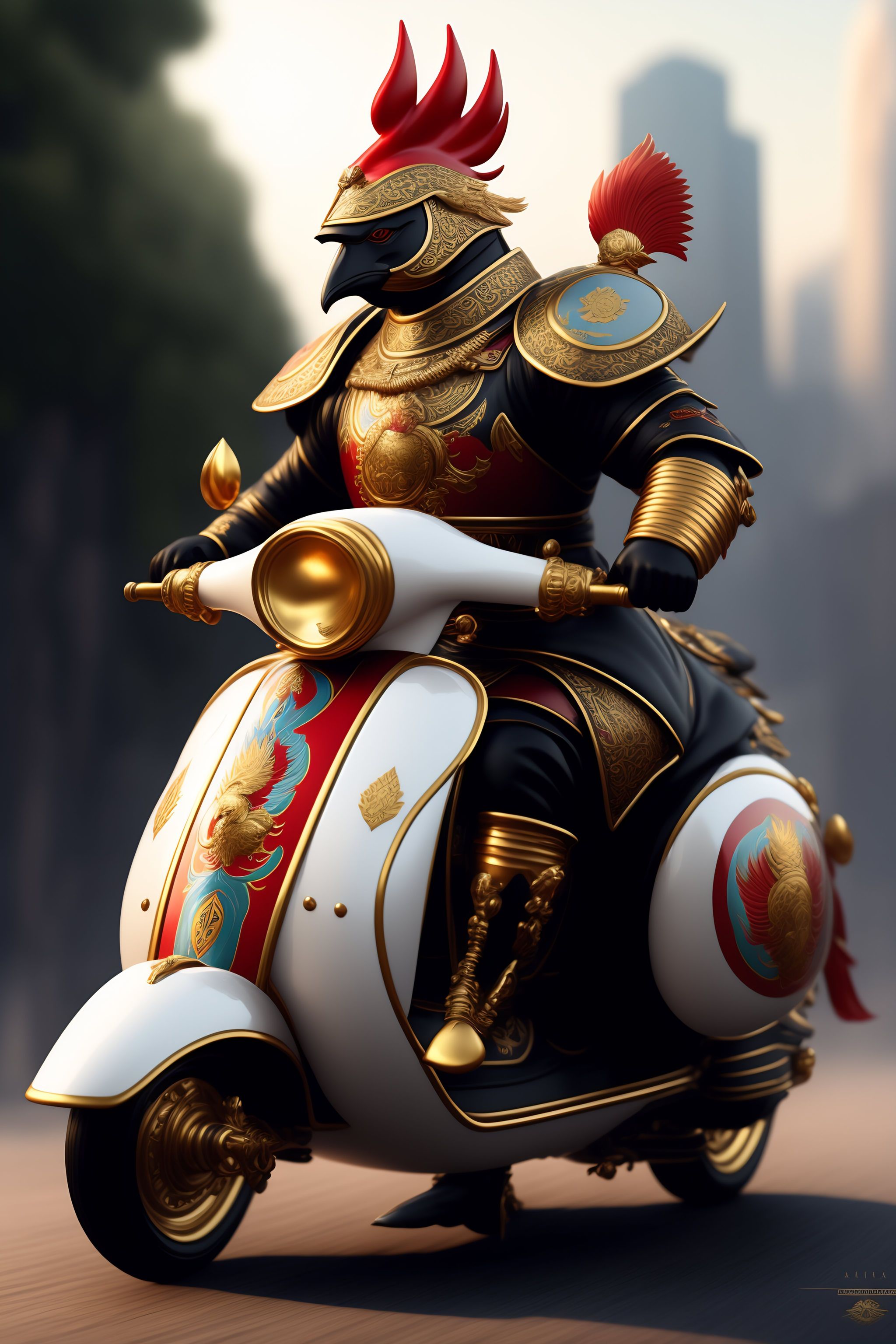 Lexica - Rooster in Eastern Samurai armor pattern, highly detailed,kung ...