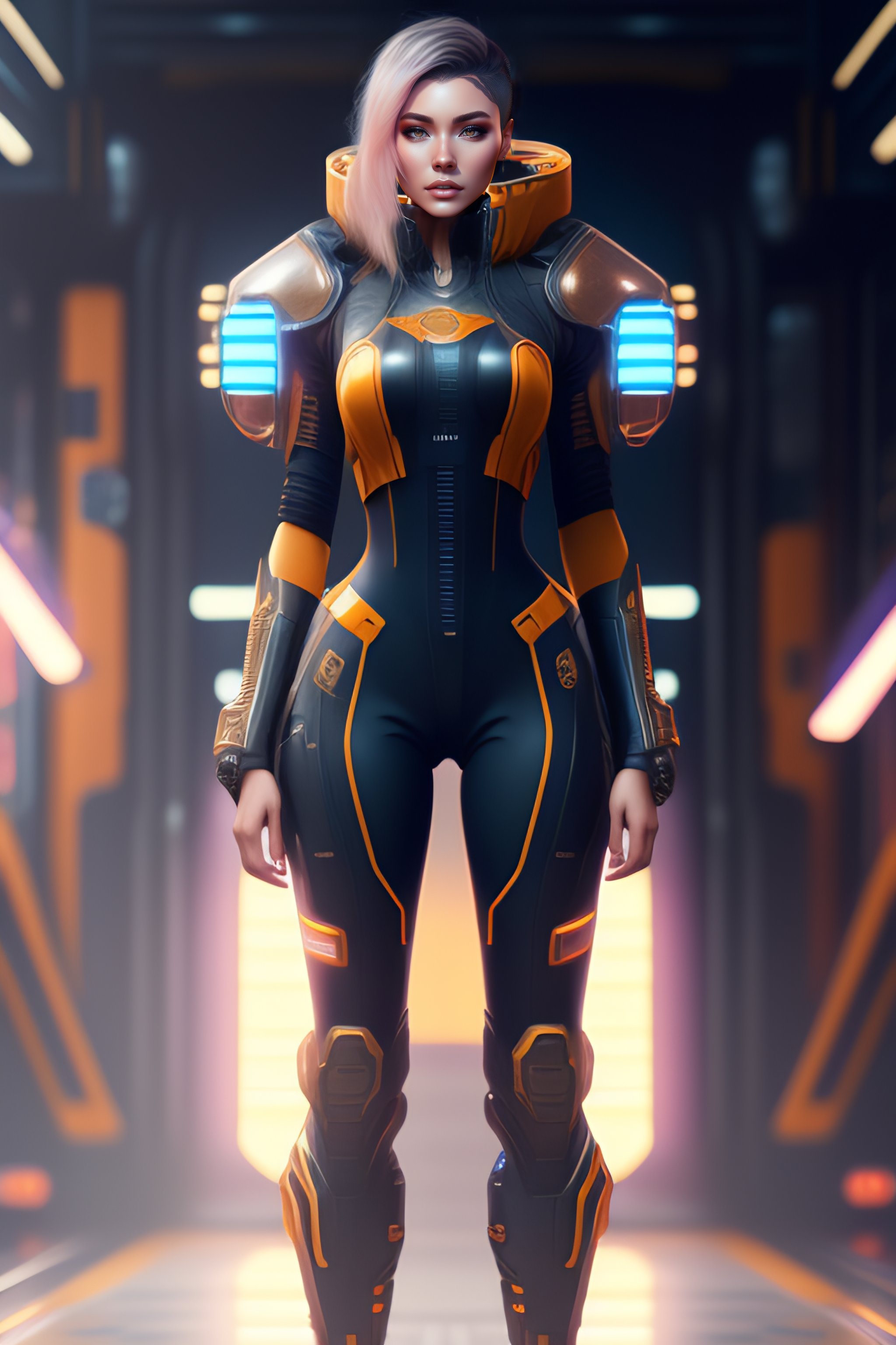 Lexica - Mech Punk ((full body)) clothes with short hair girl, [[front ...