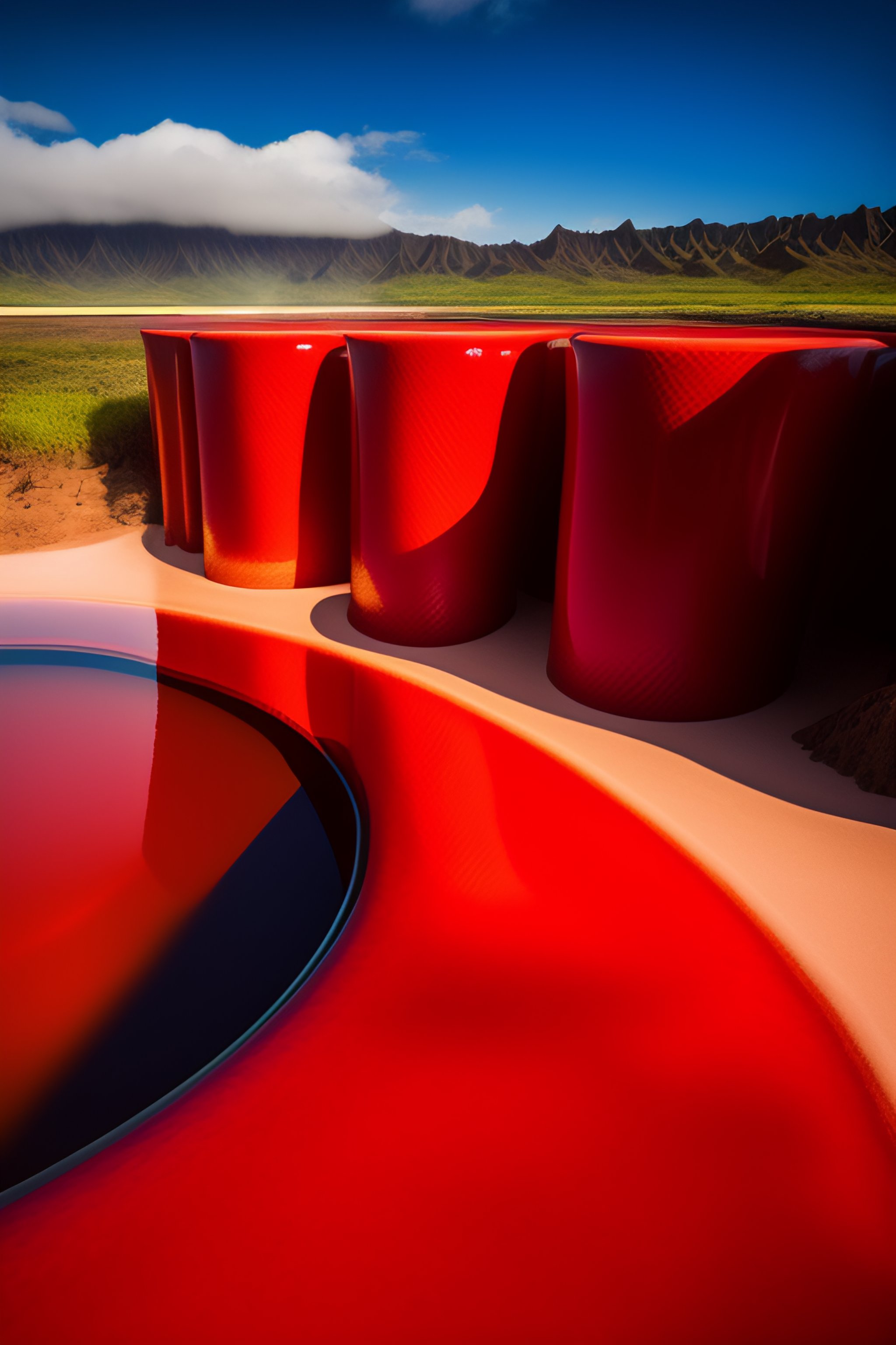 Lexica - Photo of red tubs for natural coltivation of astaxantina in ...