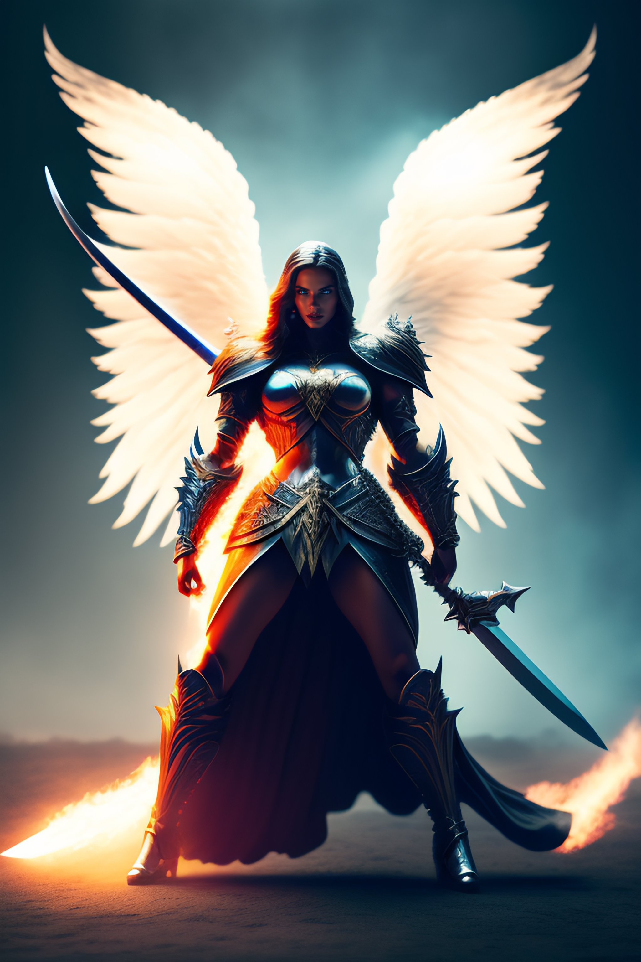Lexica - Make two angels swordfight:: one good angel::another evil ...