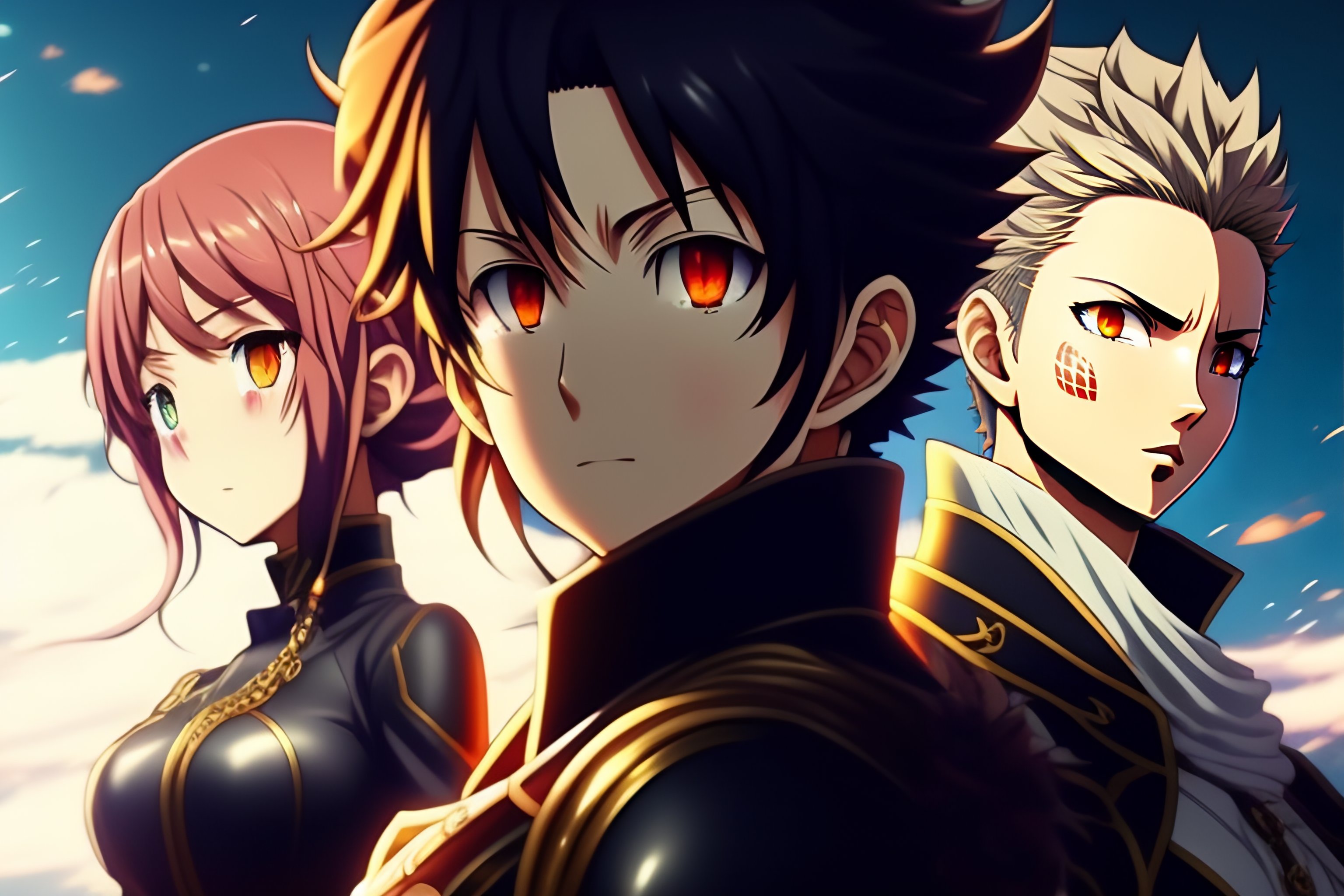 Lexica - Anime background, realistic, 1 male and 1 female demonic ...