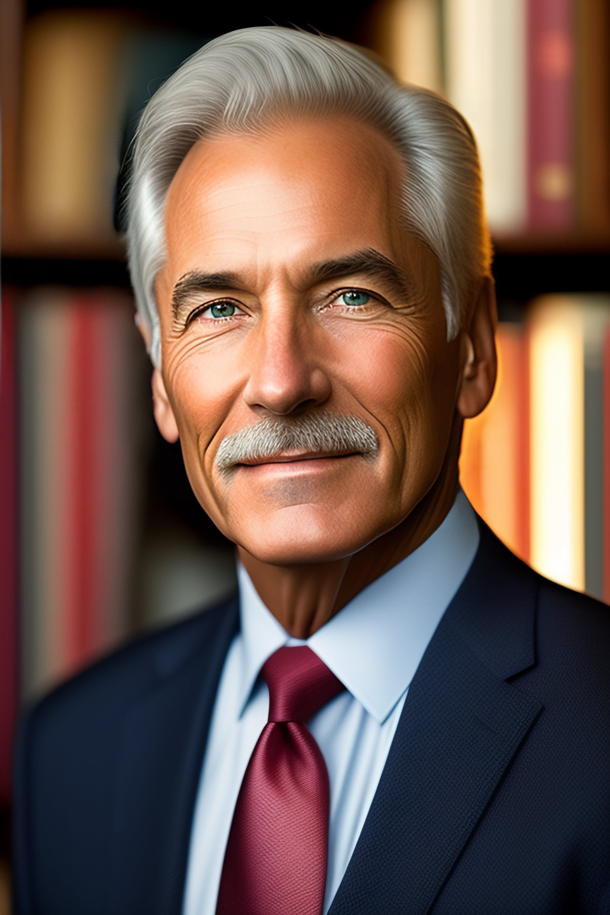 Lexica - Headshot of a conservative male writer over 60 in his library