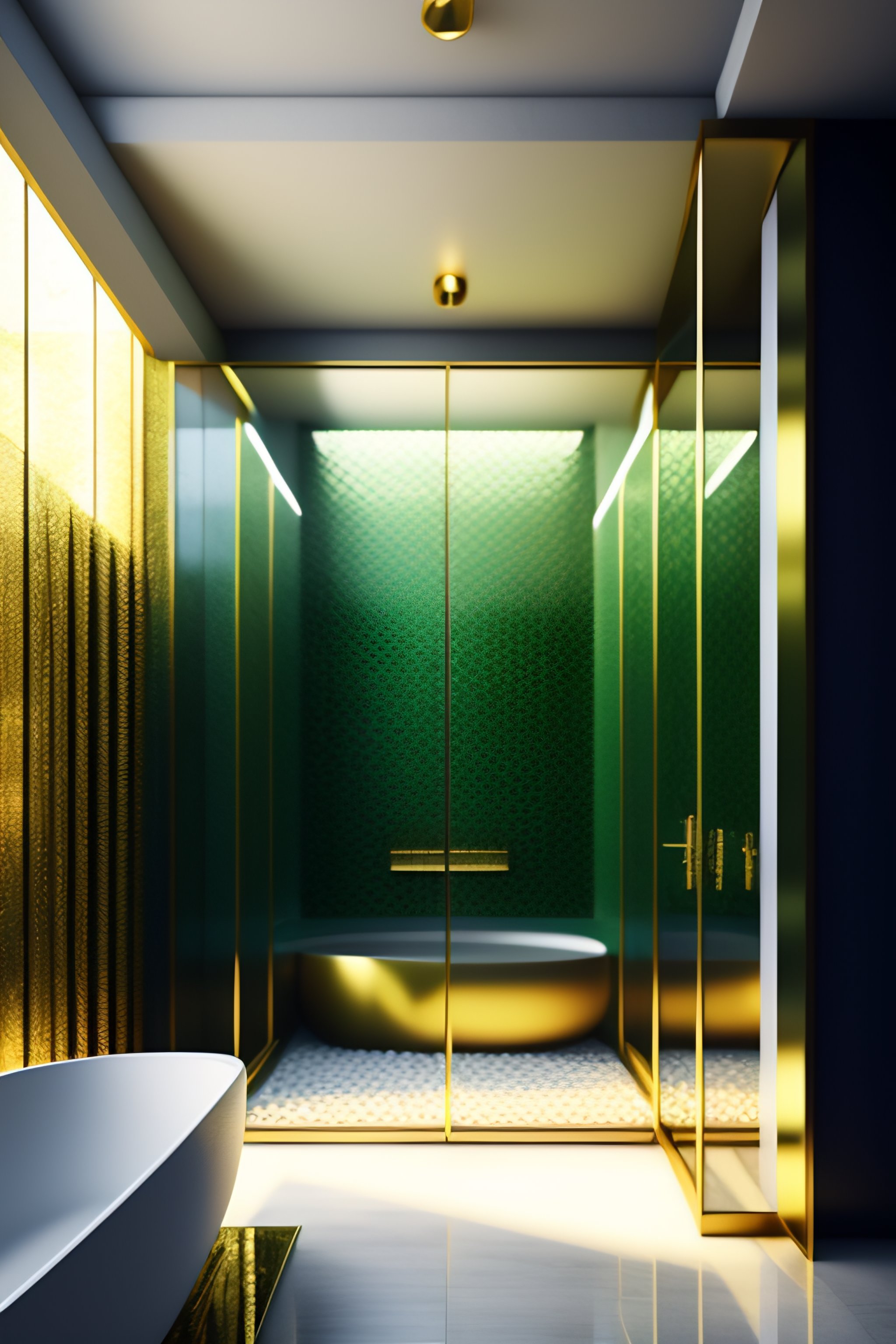 Lexica - Architectural render of an opulent spa bathroom with vibrant ...