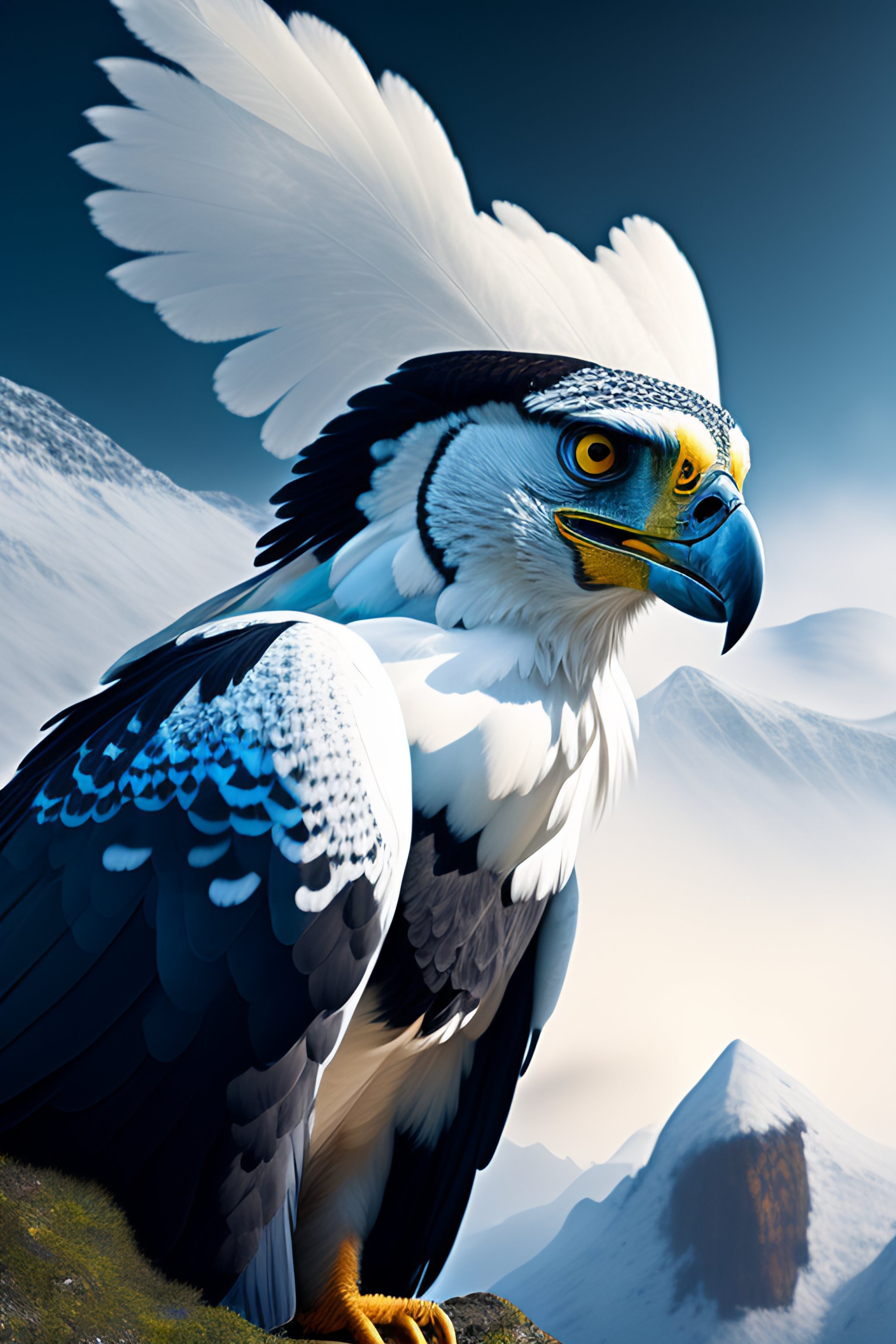 Lexica - Beautiful intricately detailed flying harpy eagle and Alaskan ...
