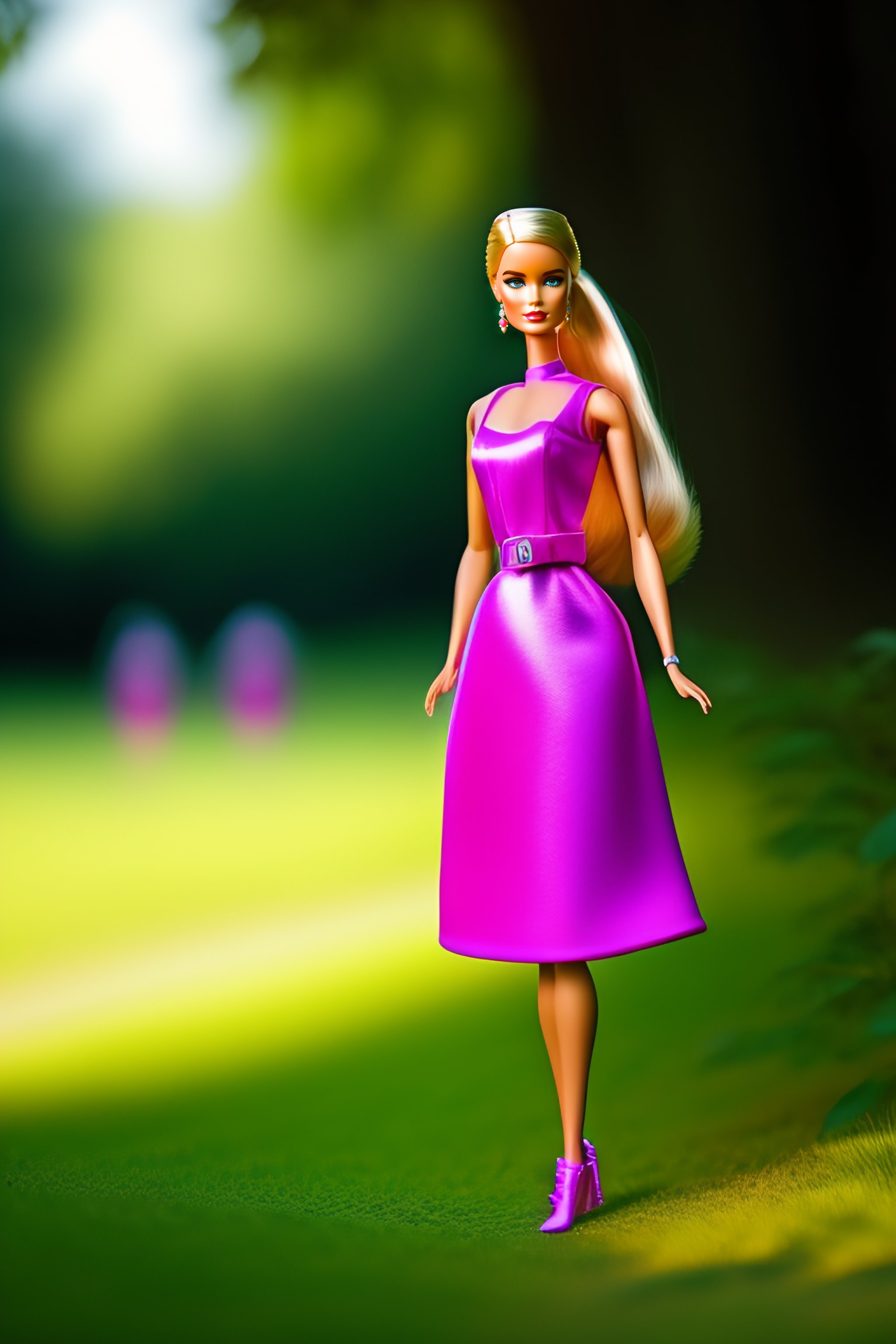 Lexica - Barbie walking in the park, very high resolution