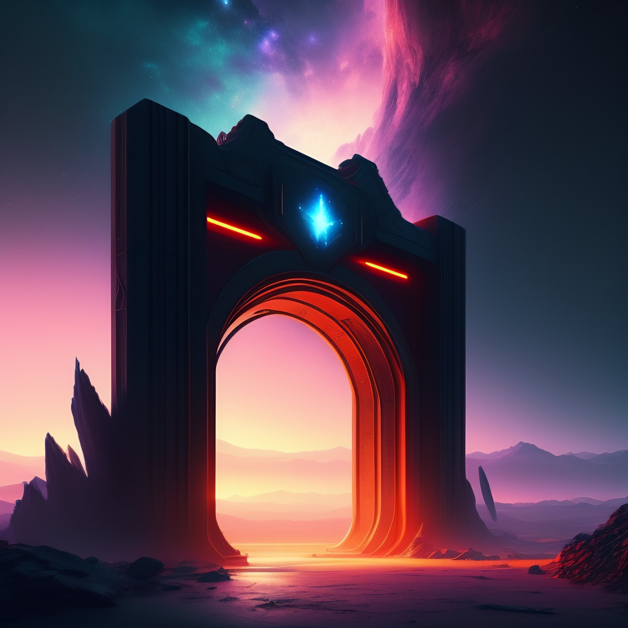 Lexica - Photograph of a glowing intergalactic star gate that was ...
