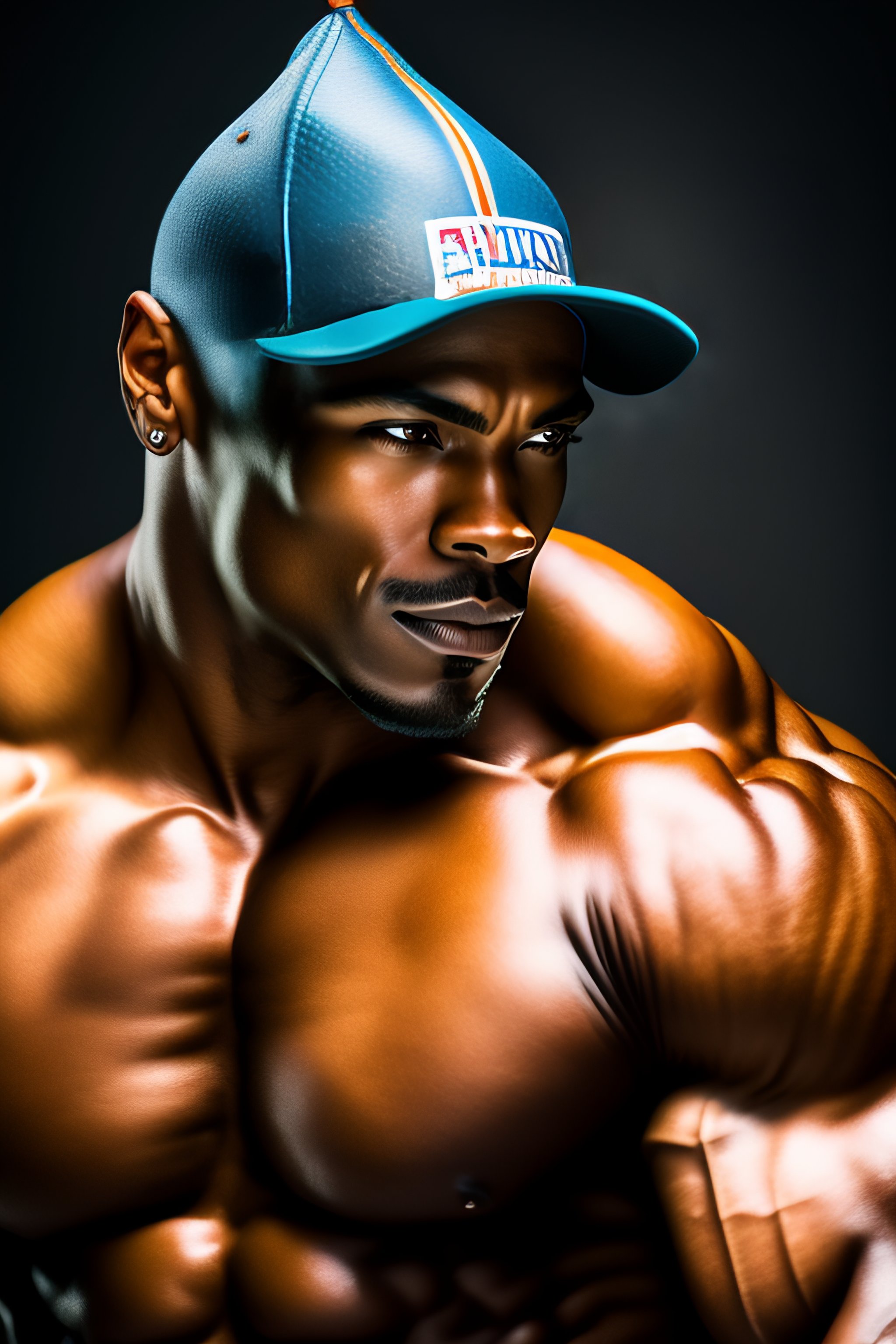 Lexica - Portrait of a bodybuilded man, full shot, with the head of a ...