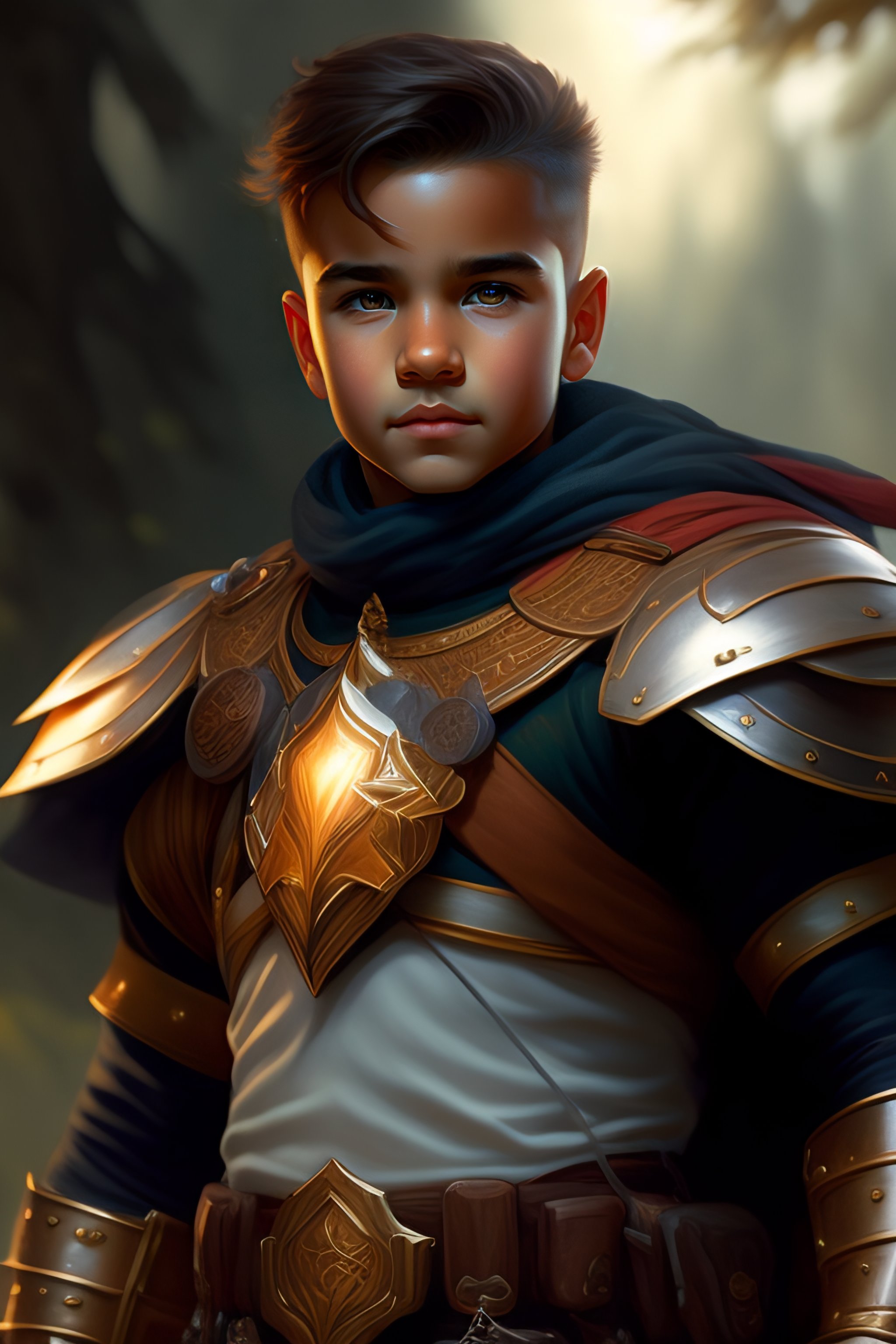 Lexica - Little boy on young rugged muscular, hairy chest ranger's lap ...