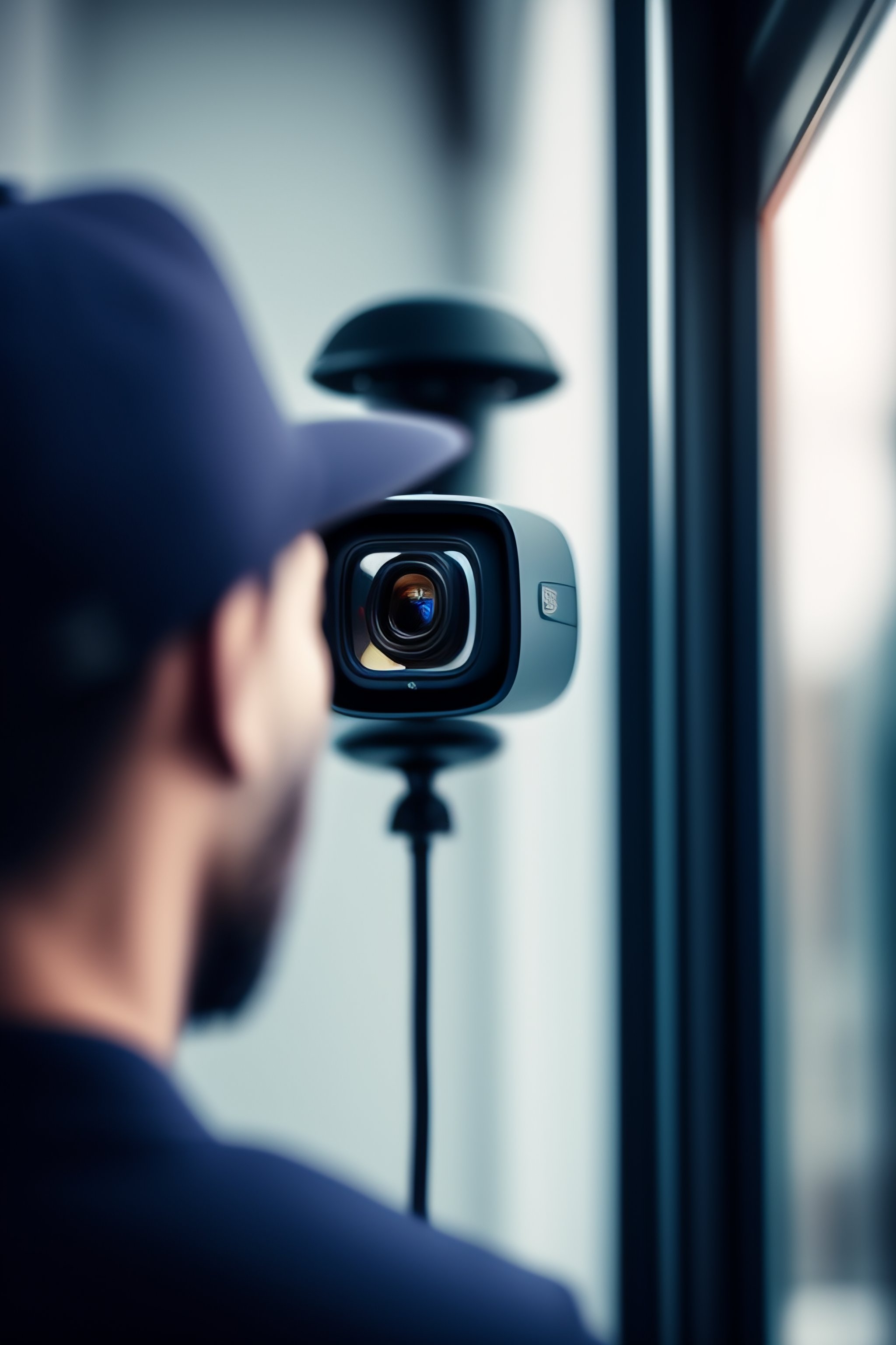 Lexica - Man looking into cctv camera