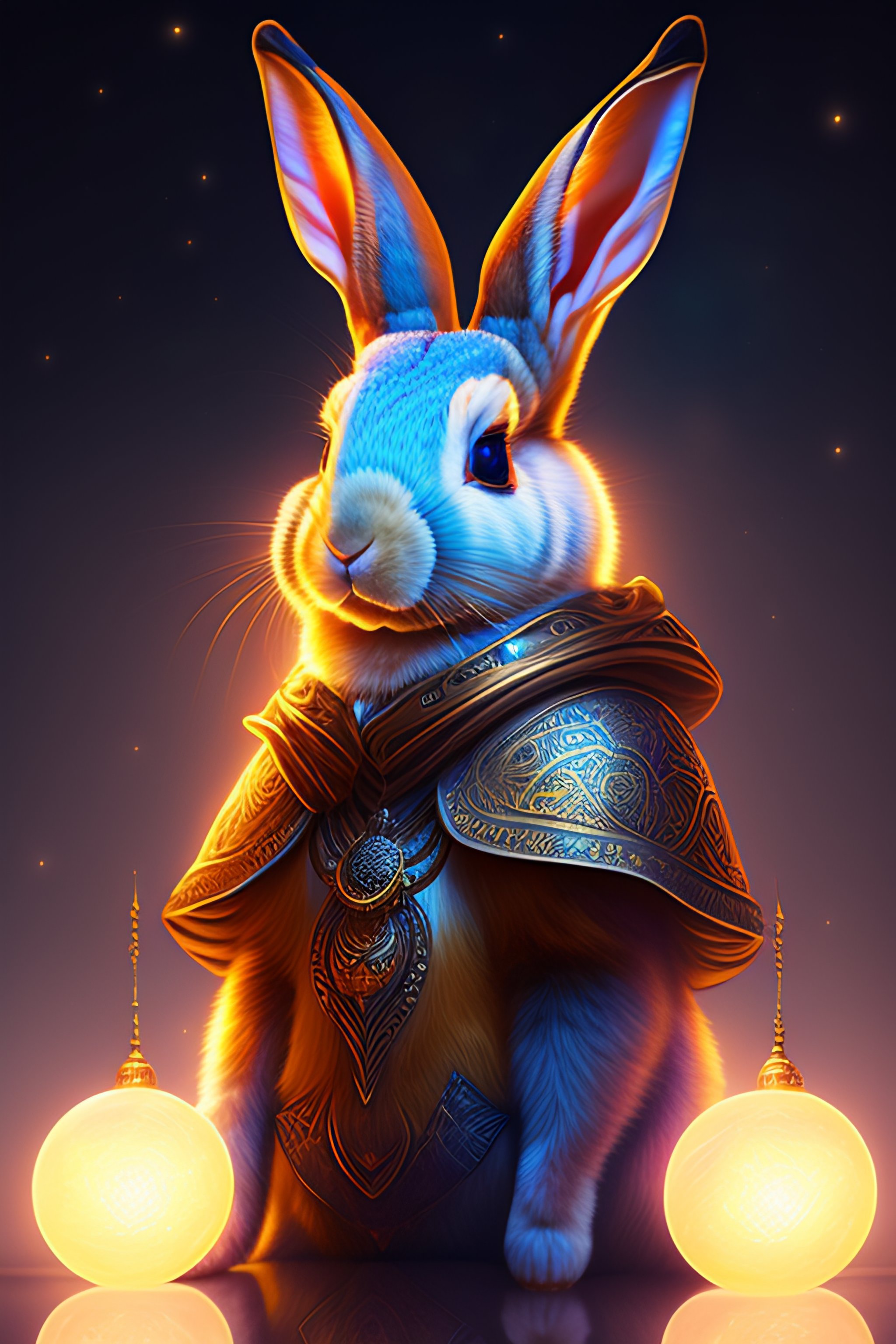 Lexica - A digital painting of a rabbit holding a glowing ball ...
