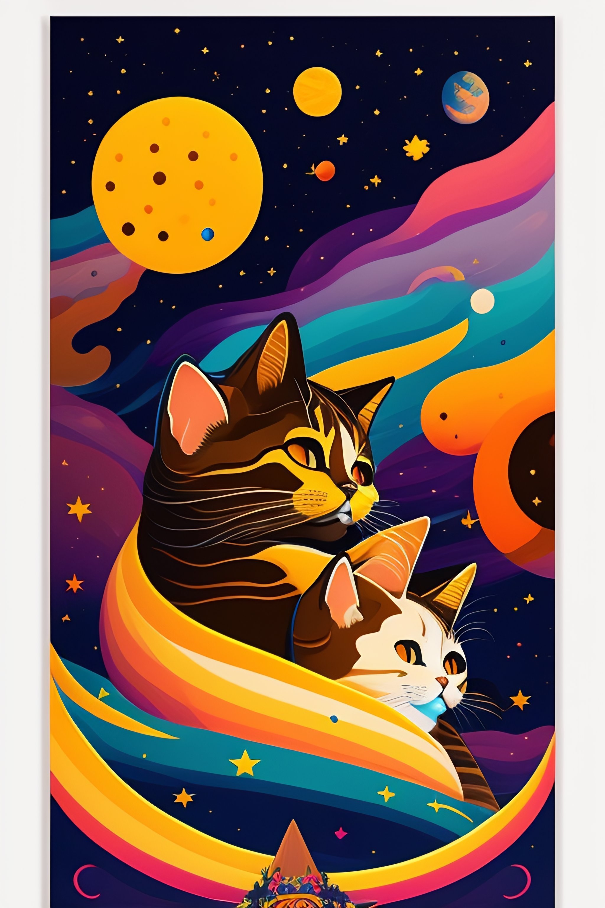 Lexica - Poster art by Tomokazu Matsuyama, featured on pixiv, space art, 2 brown cats, 2d game ...