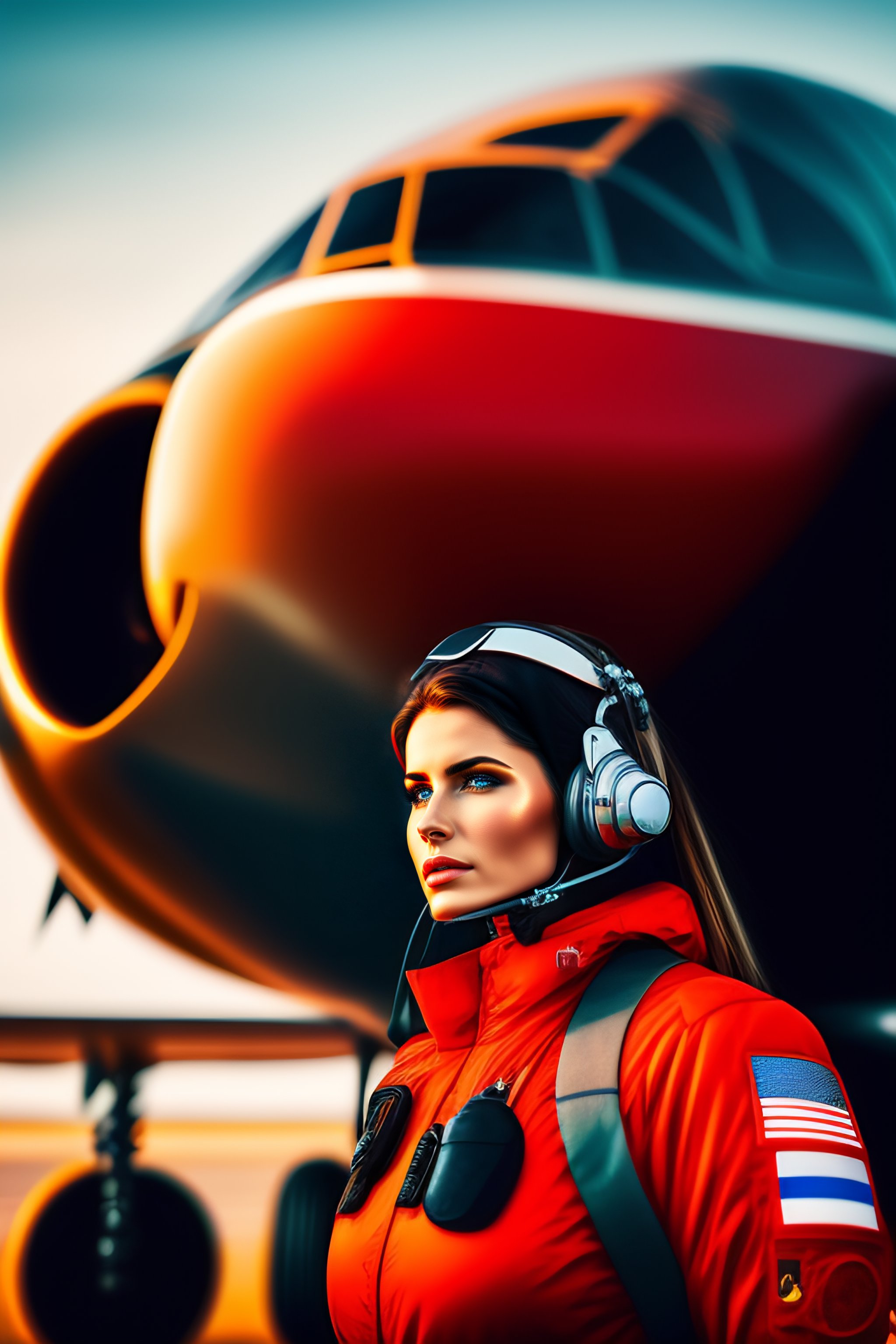 Lexica - Cyborg pilot russian women infront of jet, picture, with ...