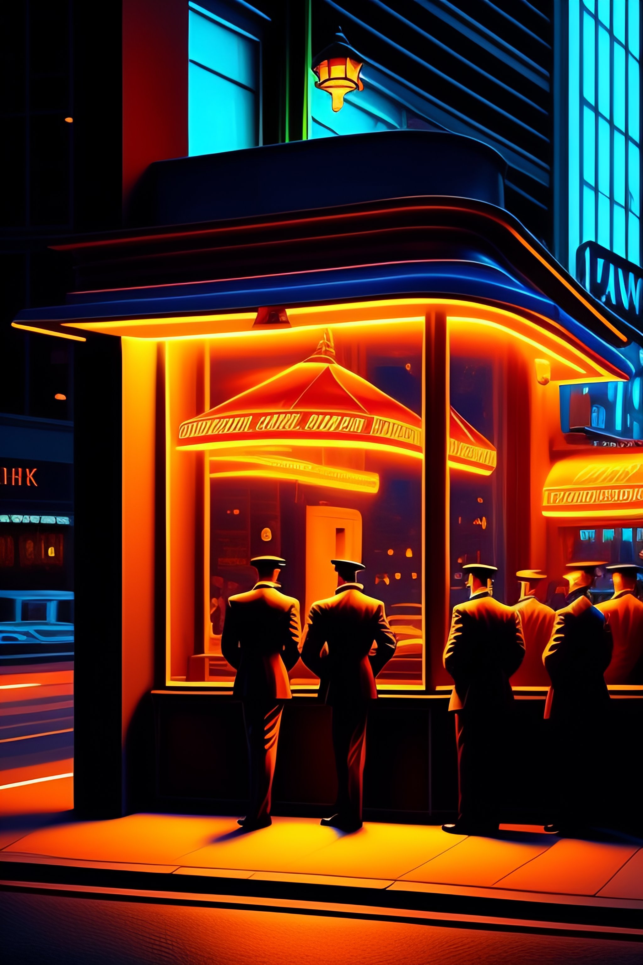 Lexica - Edward hopper style, nighthawks , modern city of new york ...
