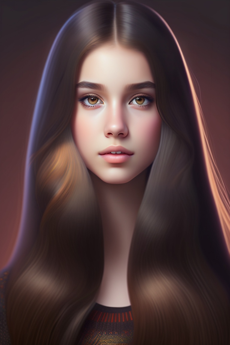 Lexica - Girl with long hair, big eyes, pretty face, looking straight